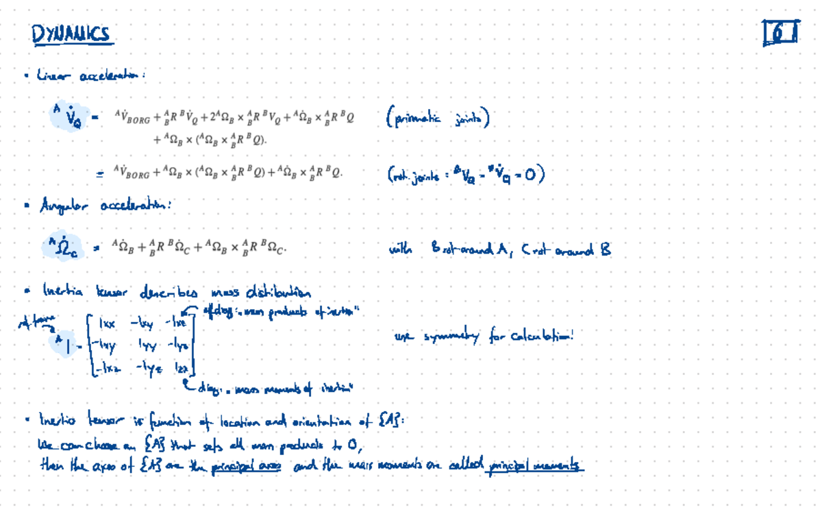 06 Robotics Script - chapter 6 manipulator dynamics from book - Studocu