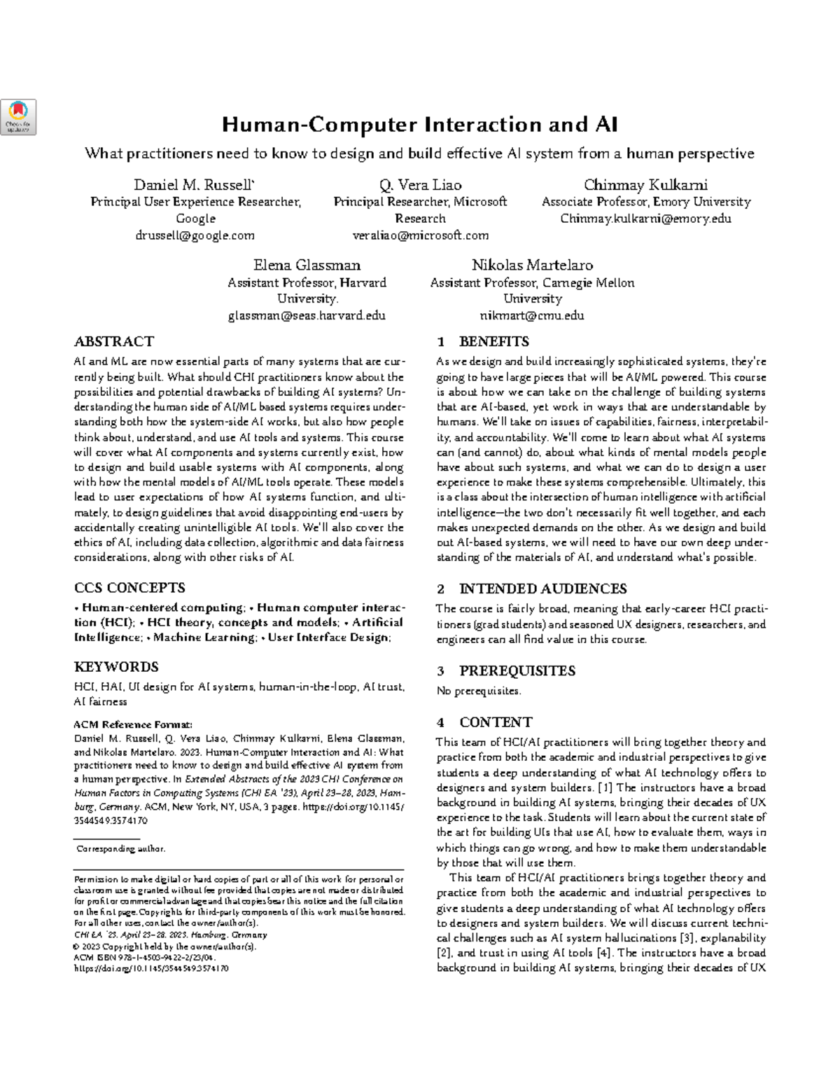 Human-Computer Interaction and AI CHIcourse 23 - Human-Computer Interaction and AI What - Studocu