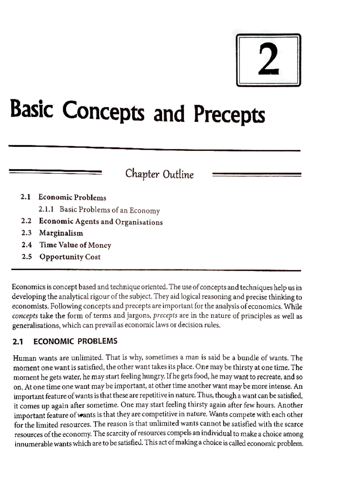 Chapter 2 Economics - 2 Basic Concepts and Precepts ####### Chapter ...