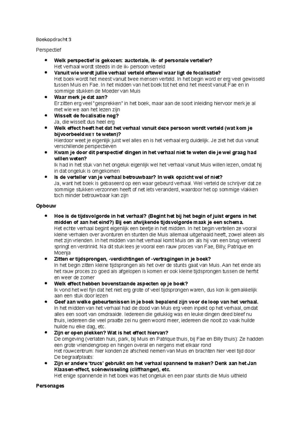 Boekopdracht Alles is weg Anke Kranendonk - Boekopdracht 3 Perspectief ...