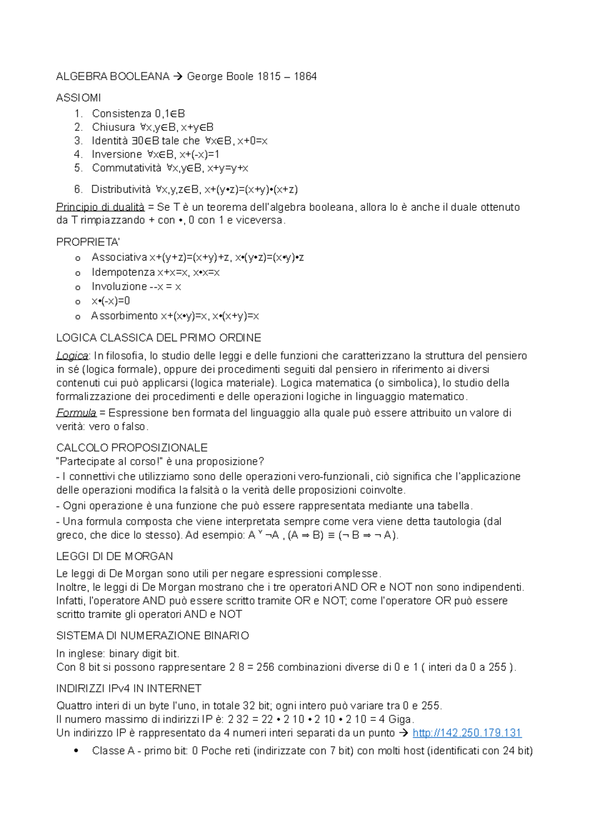 Algebra Booleana - ALGEBRA BOOLEANA George Boole 1815 – 1864 ASSIOMI ...
