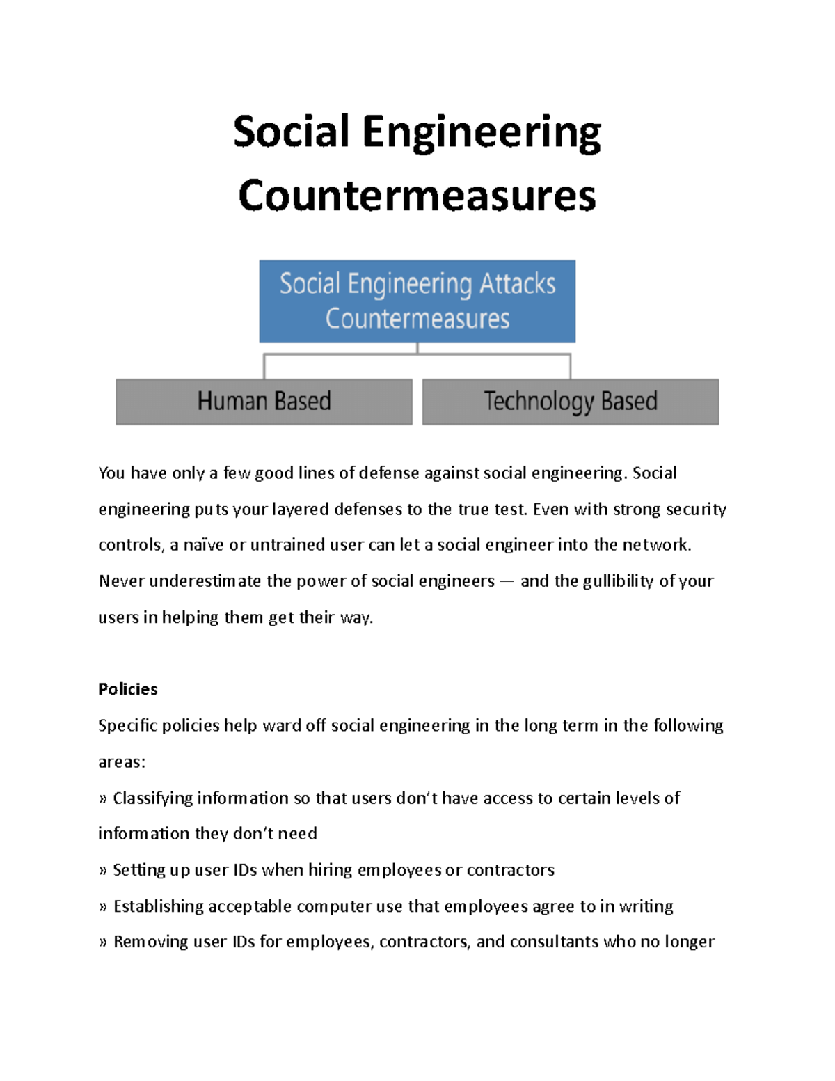 Social Engineering Countermeasures - Social Engineering Countermeasures ...