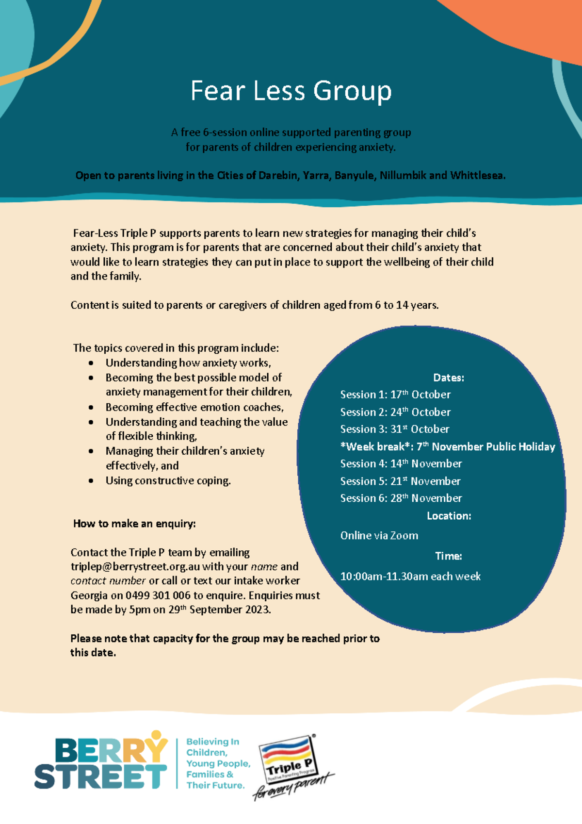 Fear Less Group October 2023 - Fear Less Group A free 6 - session ...