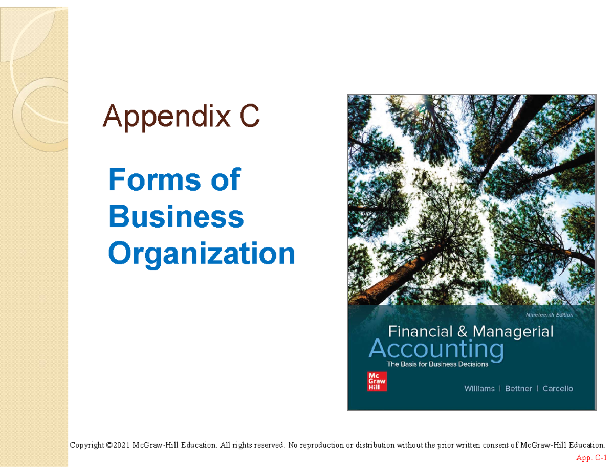 Acct 102 - appendix c pt 1 - Copyright ©2021 McGraw-Hill Education. All rights reserved. No ...