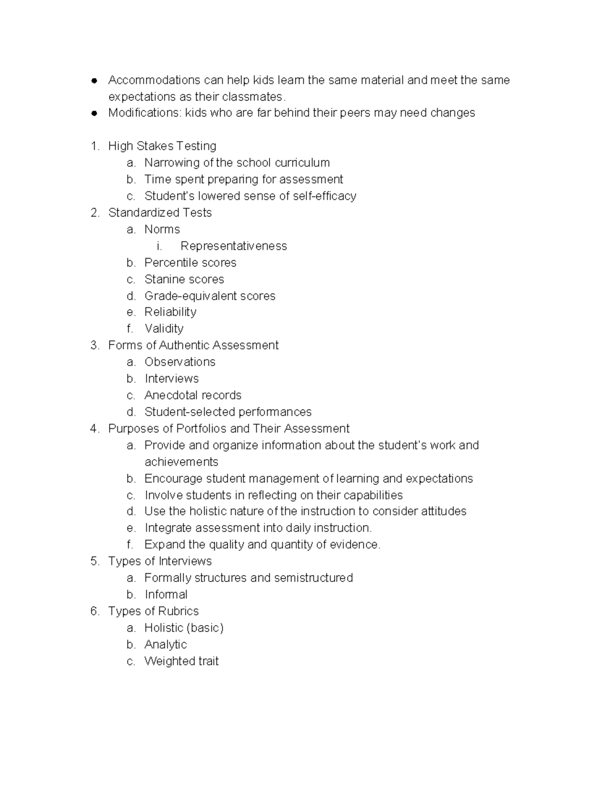Notes for Ch. 4 in class - Accommodations can help kids learn the same ...