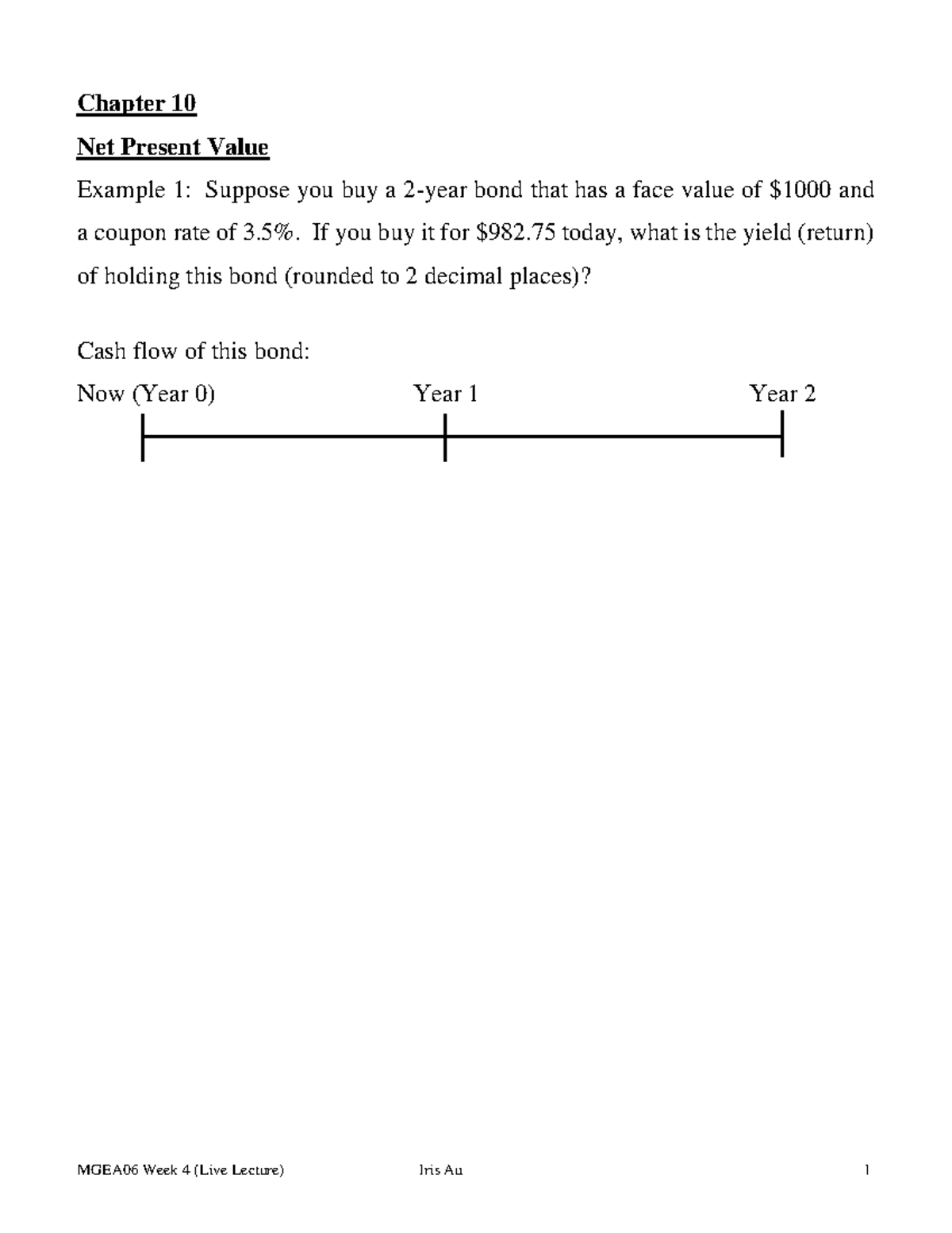 Week 4 - Savings and Investment (Problems) - Chapter 10 Net Present ...