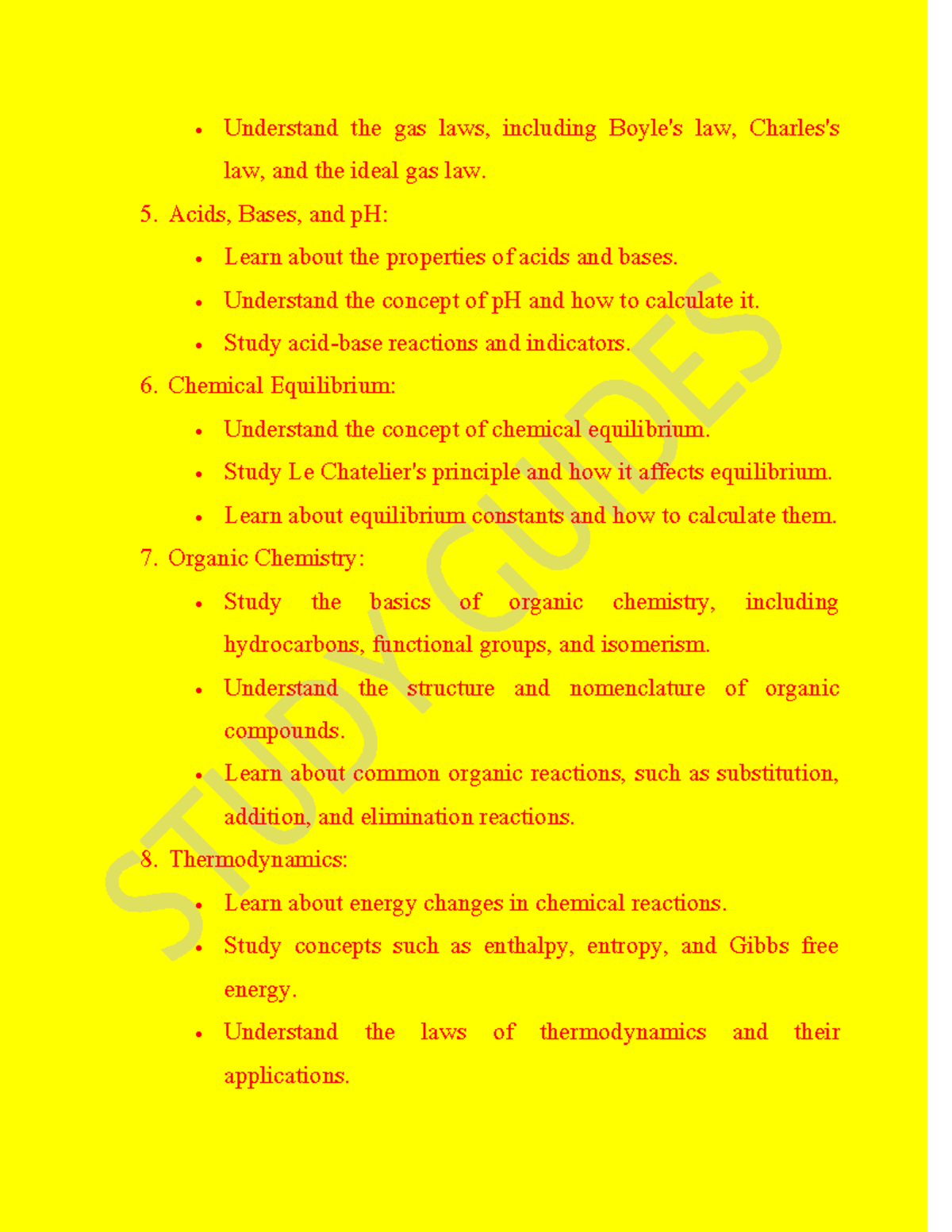 Study guides Chemistry Course- 1 - Understand the gas laws, including ...