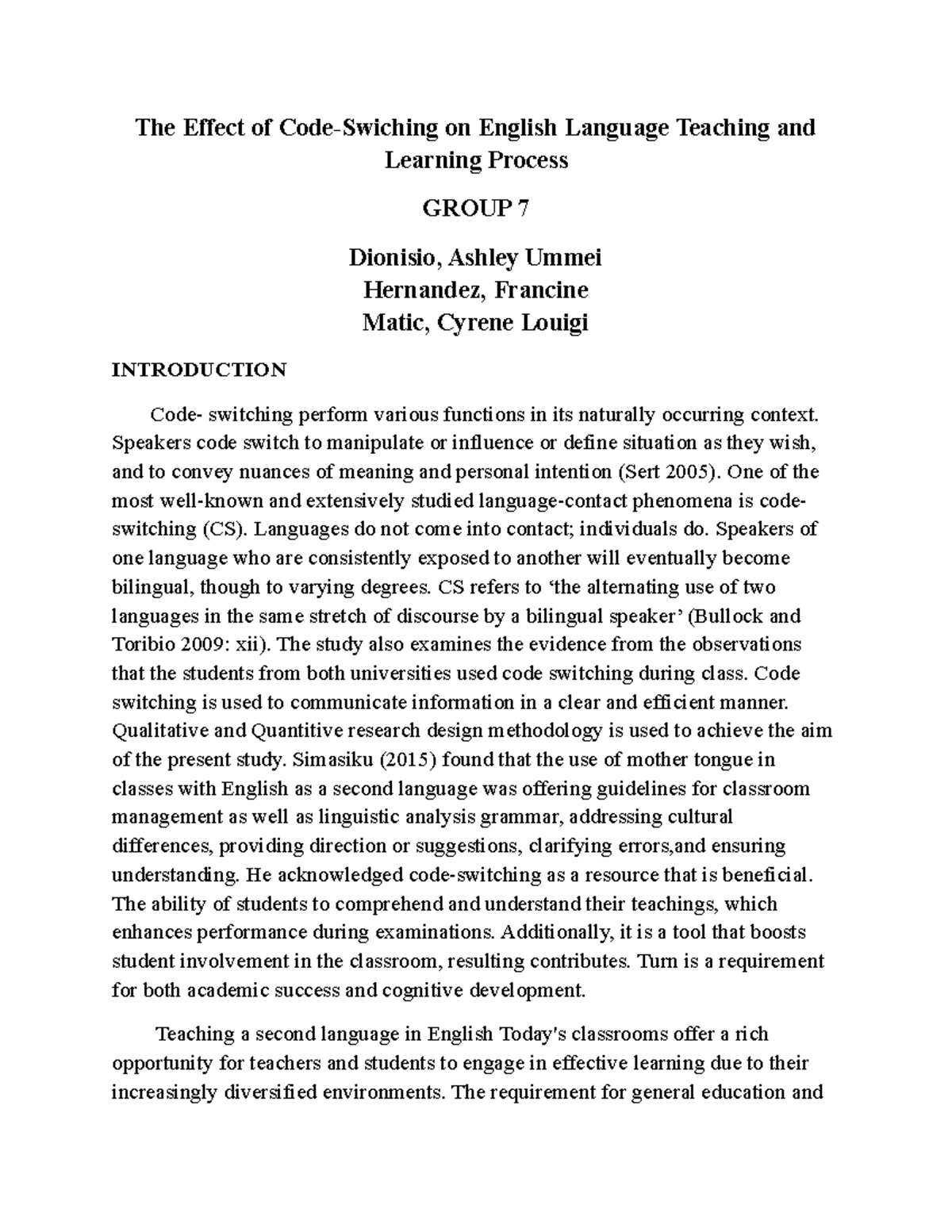 CODE- Switching-PR2 - research paper - The Effect of Code-Swiching on ...