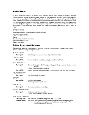 Amputation Care plan - AMPUTATION In general, amputation of limbs is ...
