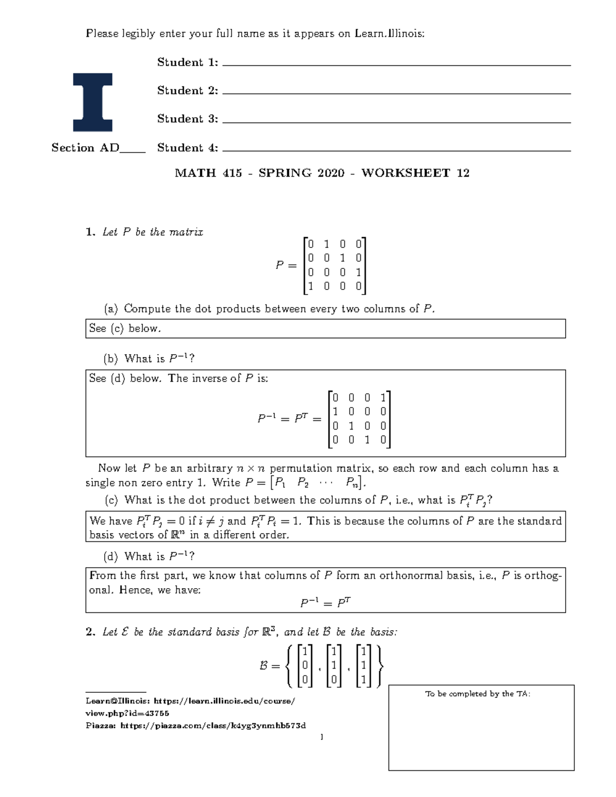 Week12-Solutions - week 12 solutions - To be completed by the TA ...