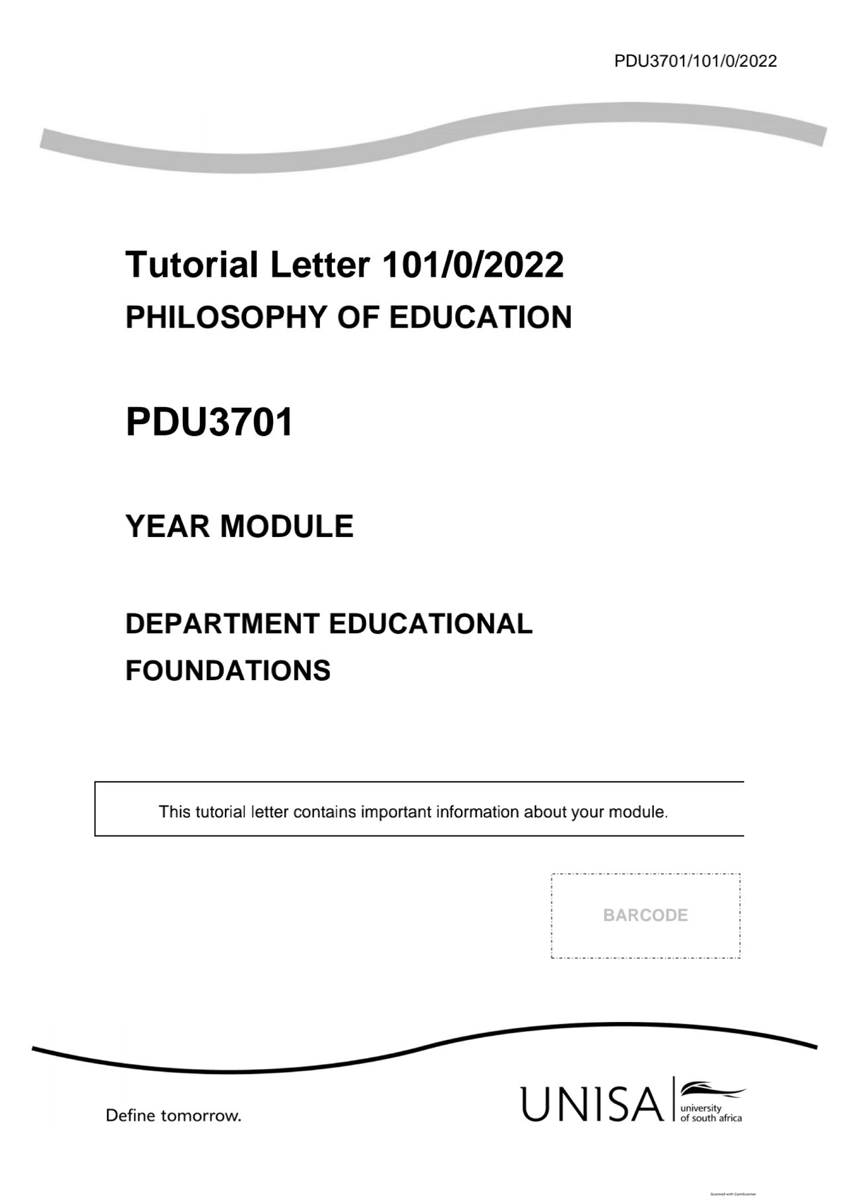 PDU3701 Tutorial Letter - PDU3701 - Studocu