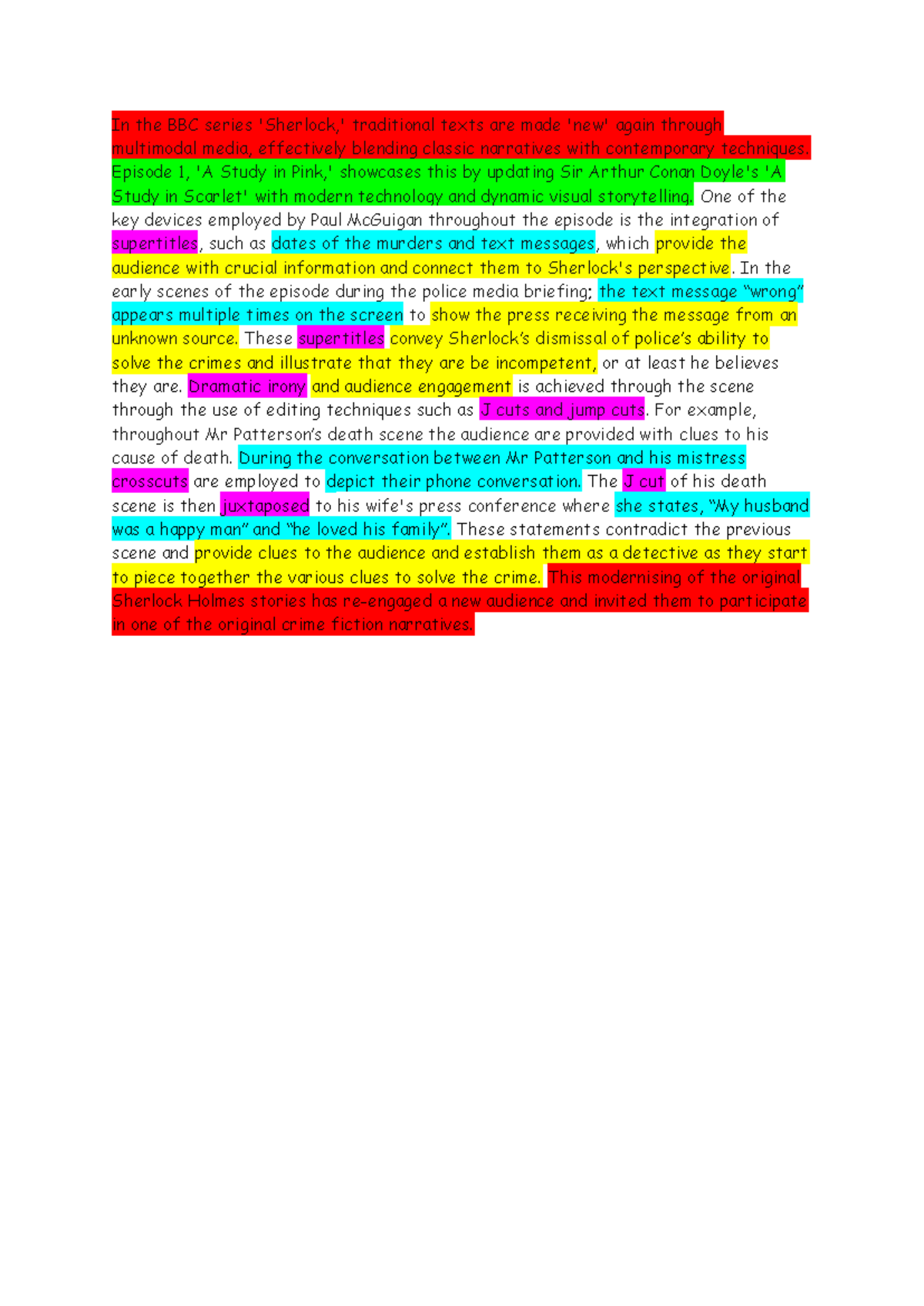 Sample paragraph a study in pink - In the BBC series 'Sherlock ...