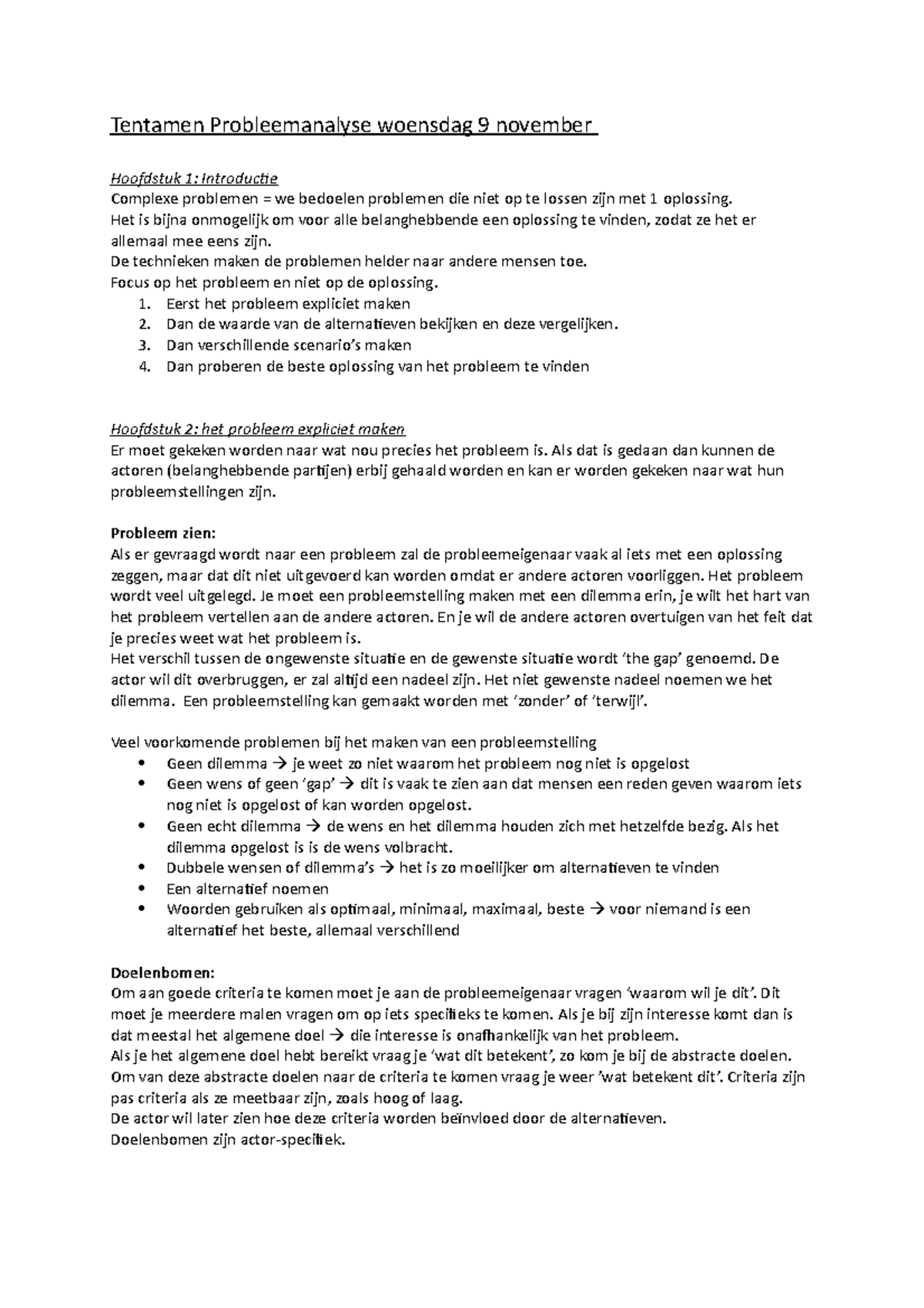 Tentamen Probleemanalyse woensdag 9 november - Tentamen Probleemanalyse ...