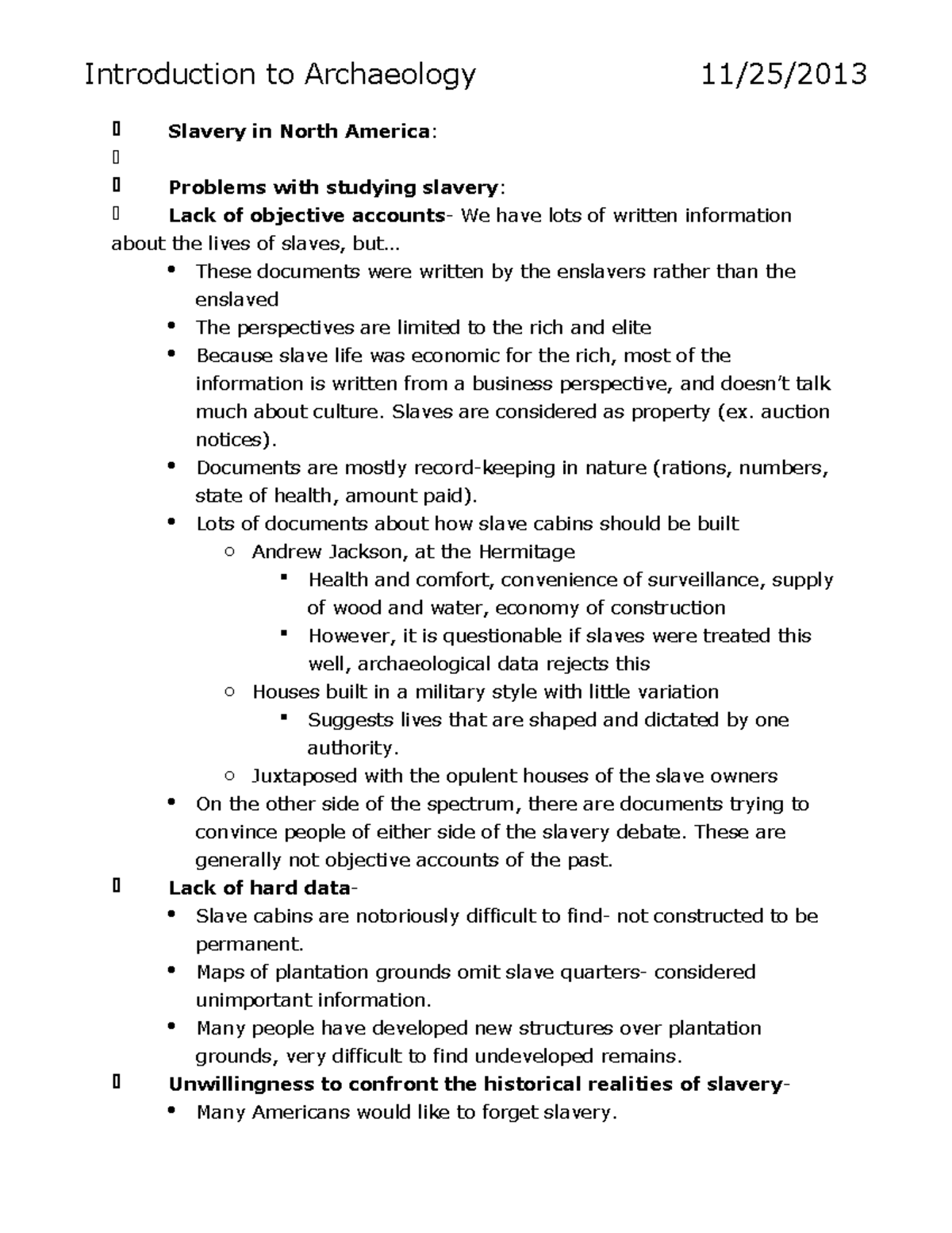 Week 14 - Lecture notes 39-41 - Introduction to Archaeology 11/25/2013 ...