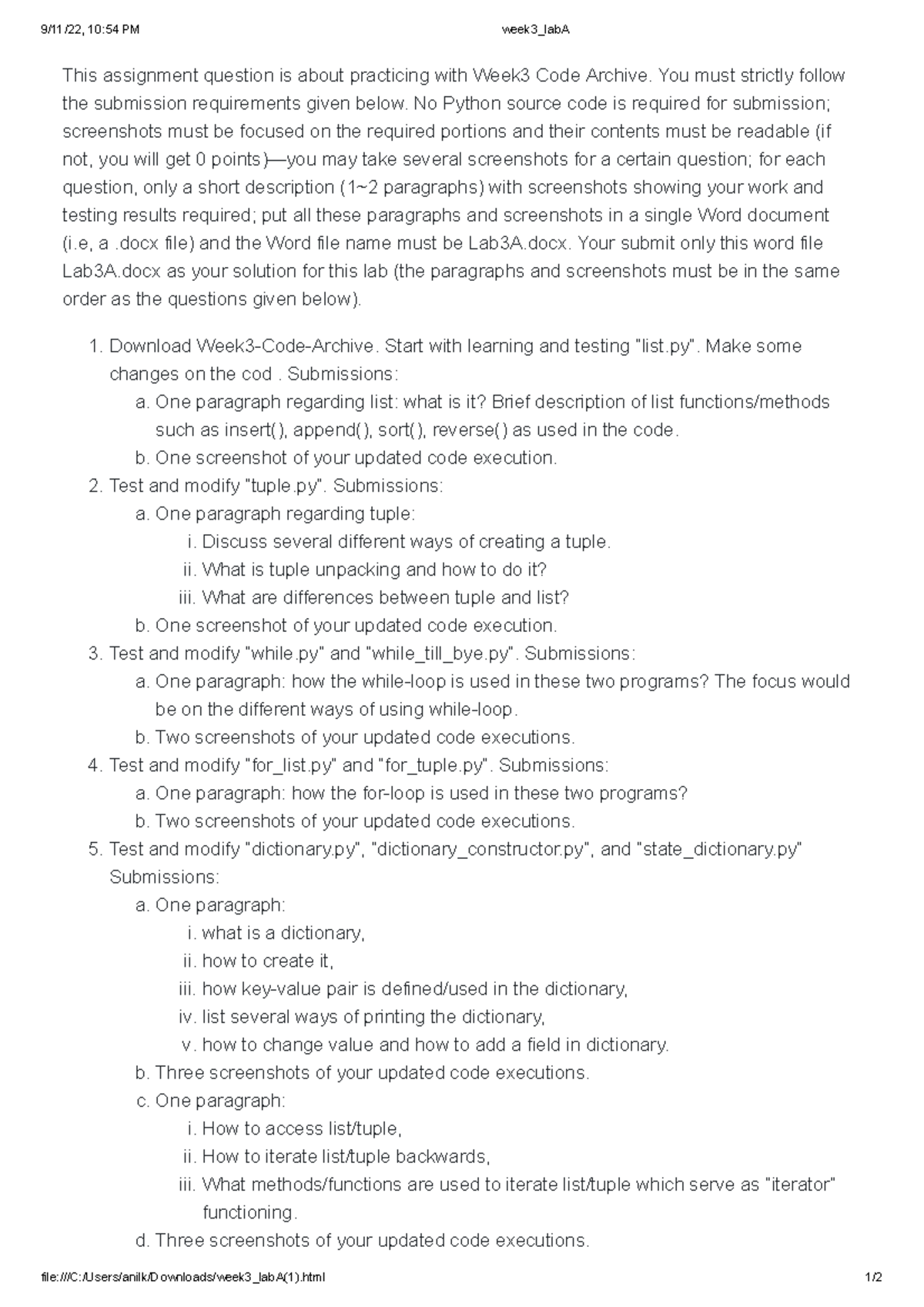 Attachment 1 (19) - Notes - 9/11/22, 10:54 PM week3_labA - Studocu