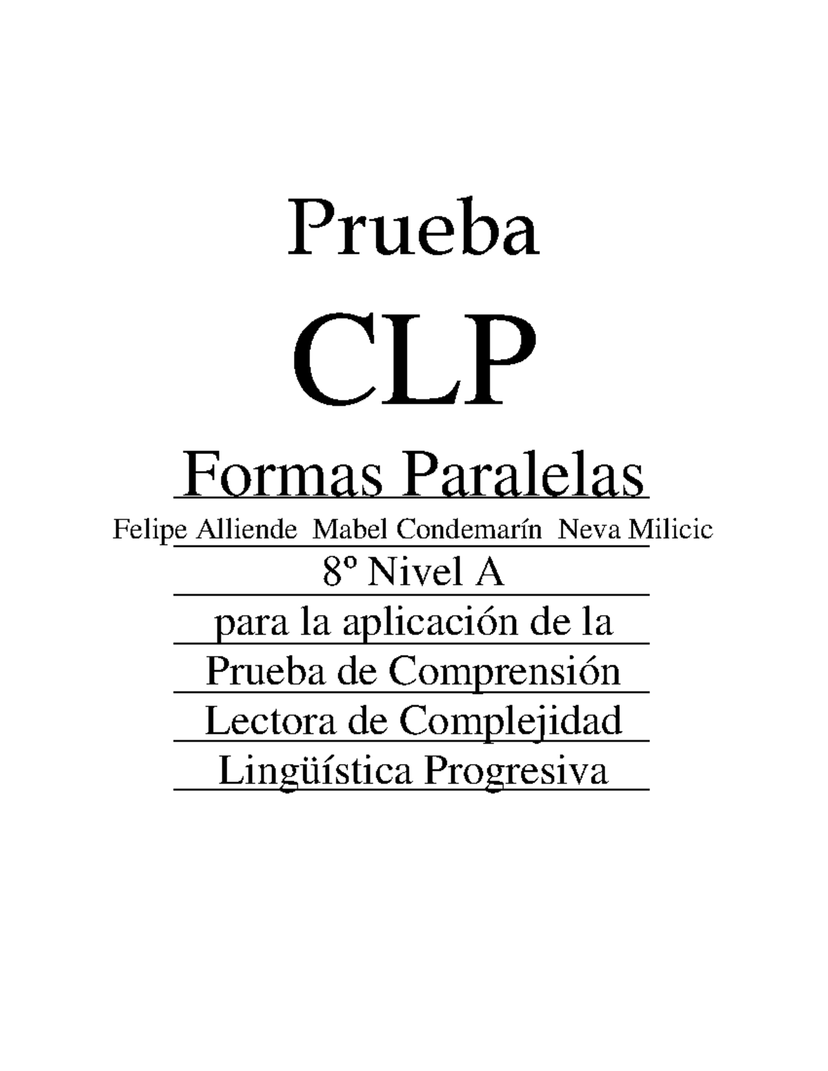 Protocolo CLP 8 A - test clp - Prueba CLP Formas Paralelas Felipe ...