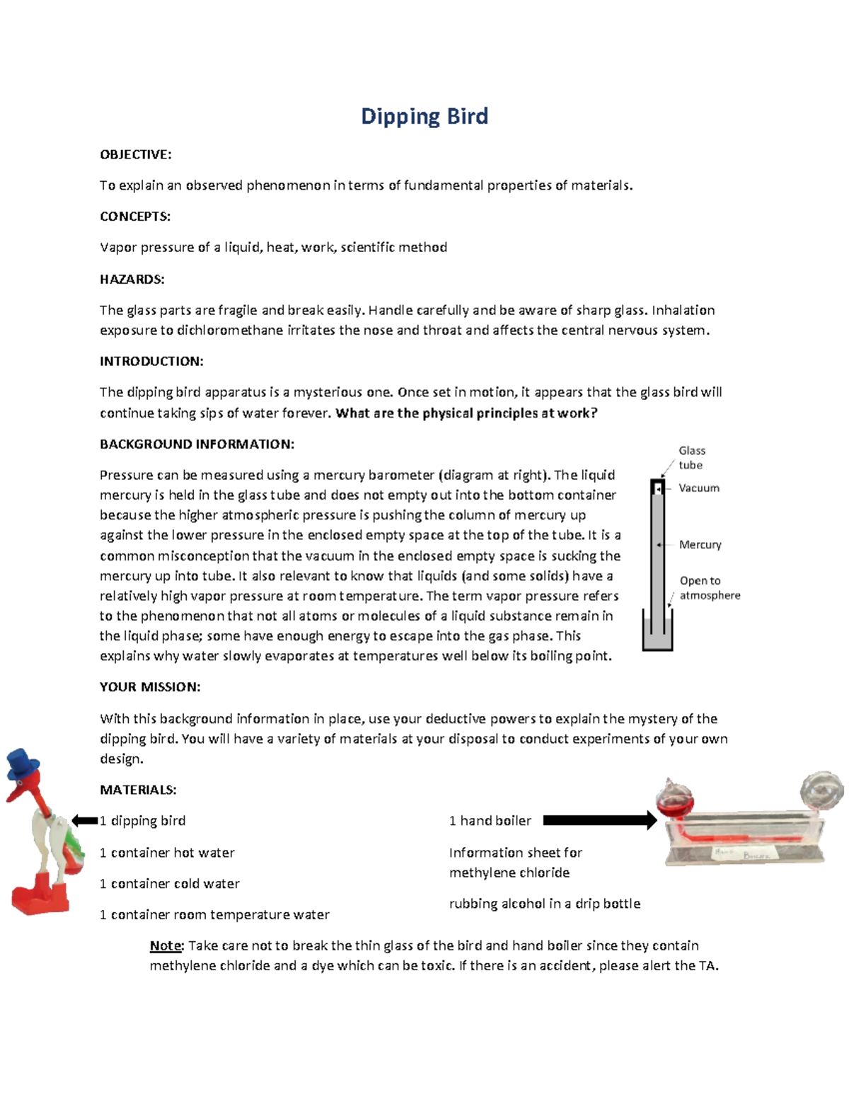Updated Dipping Bird copy - Dipping Bird OBJECTIVE: To explain an ...