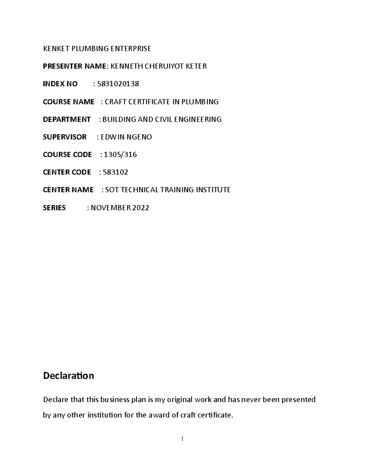 Kenket Plumbing Enterprise - KENKET PLUMBING ENTERPRISE PRESENTER NAME ...