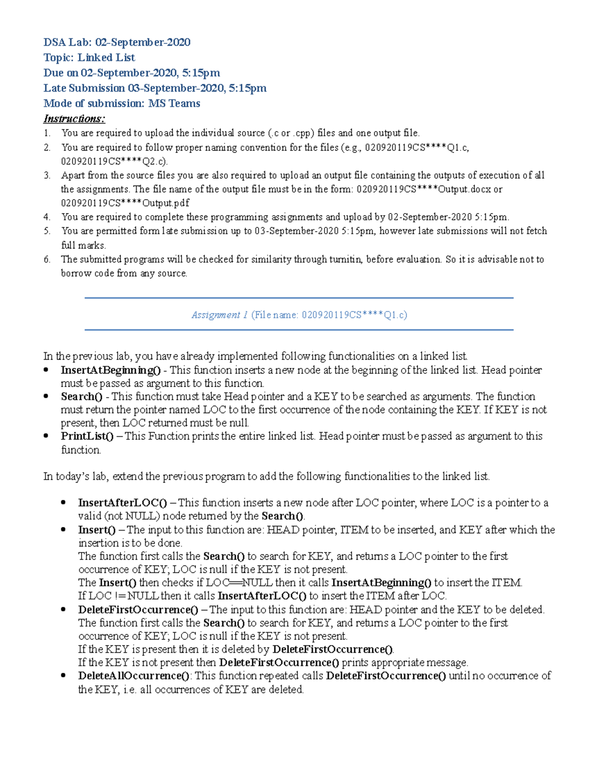 Lab4 Assignment Linked List 2 1 Dsa Lab 02 September Topic