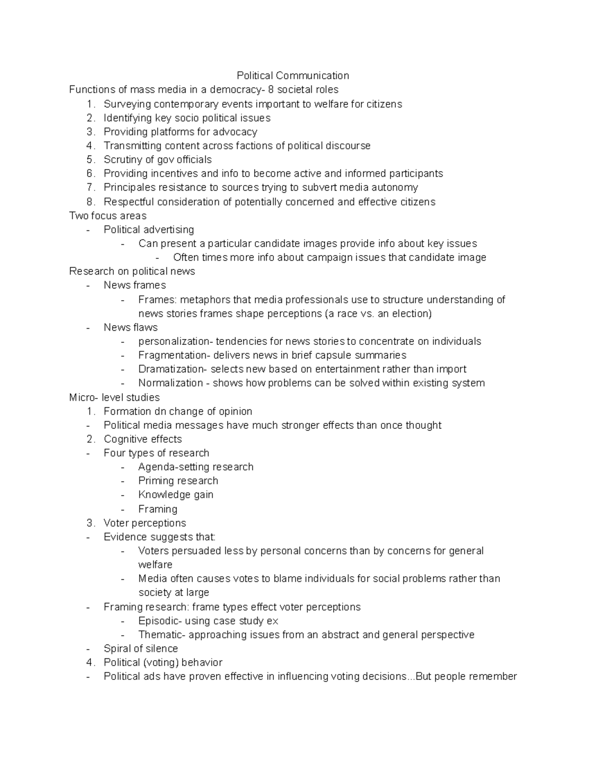 Political Communication - Political Communication Functions of mass ...