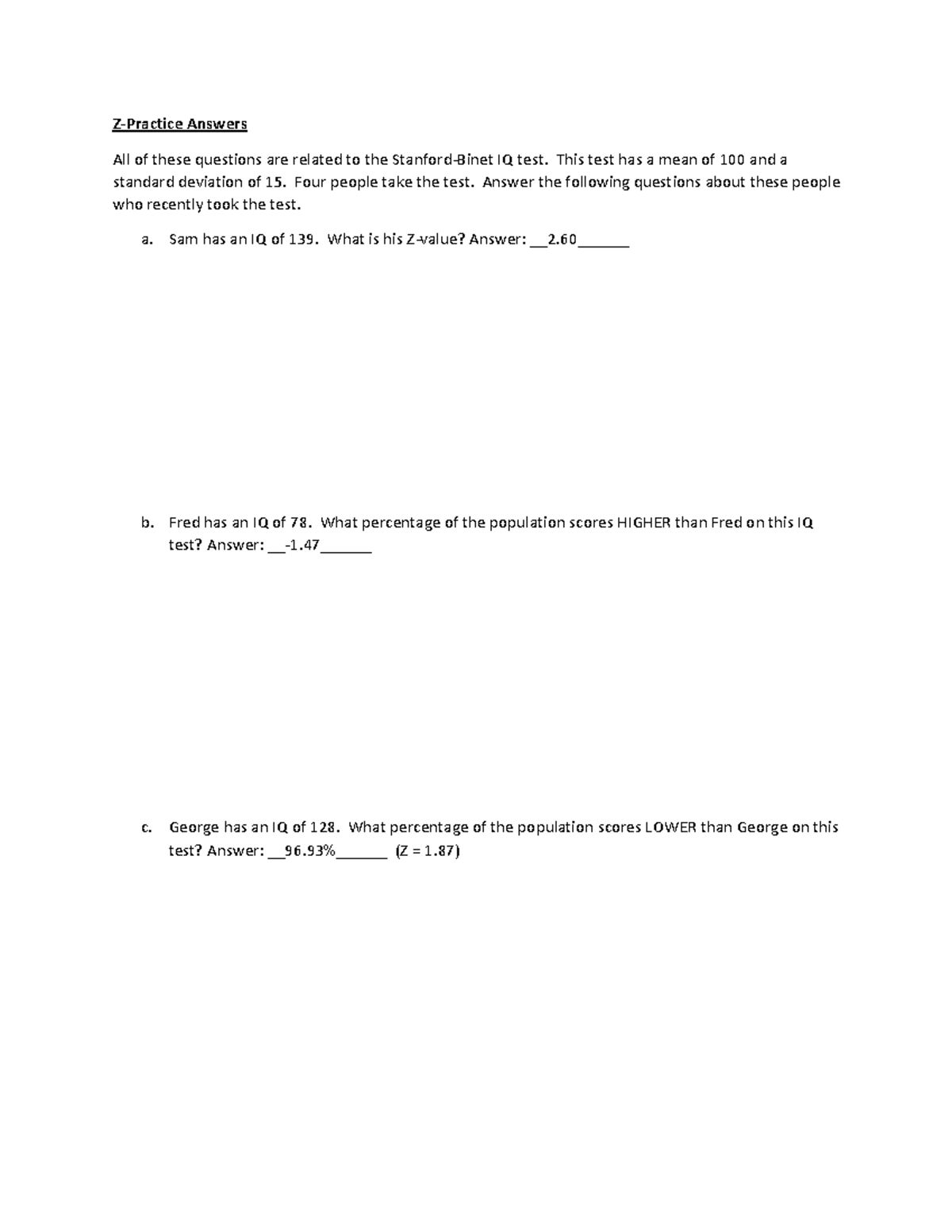 Answers More Z-Practice Questions - Z- Practice Answers All of these ...