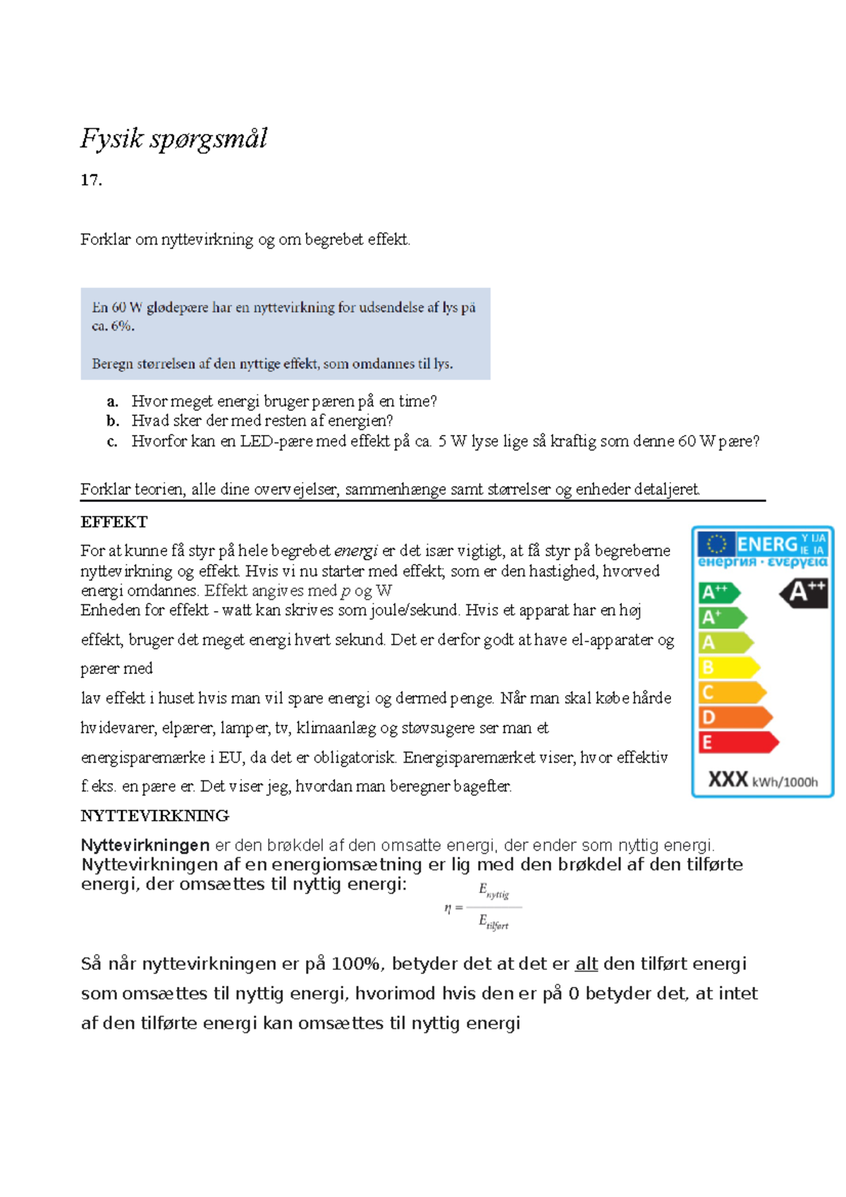 Fysik spørgsmål 2 - It is a very good document - Fysik spørgsmål 17 ...