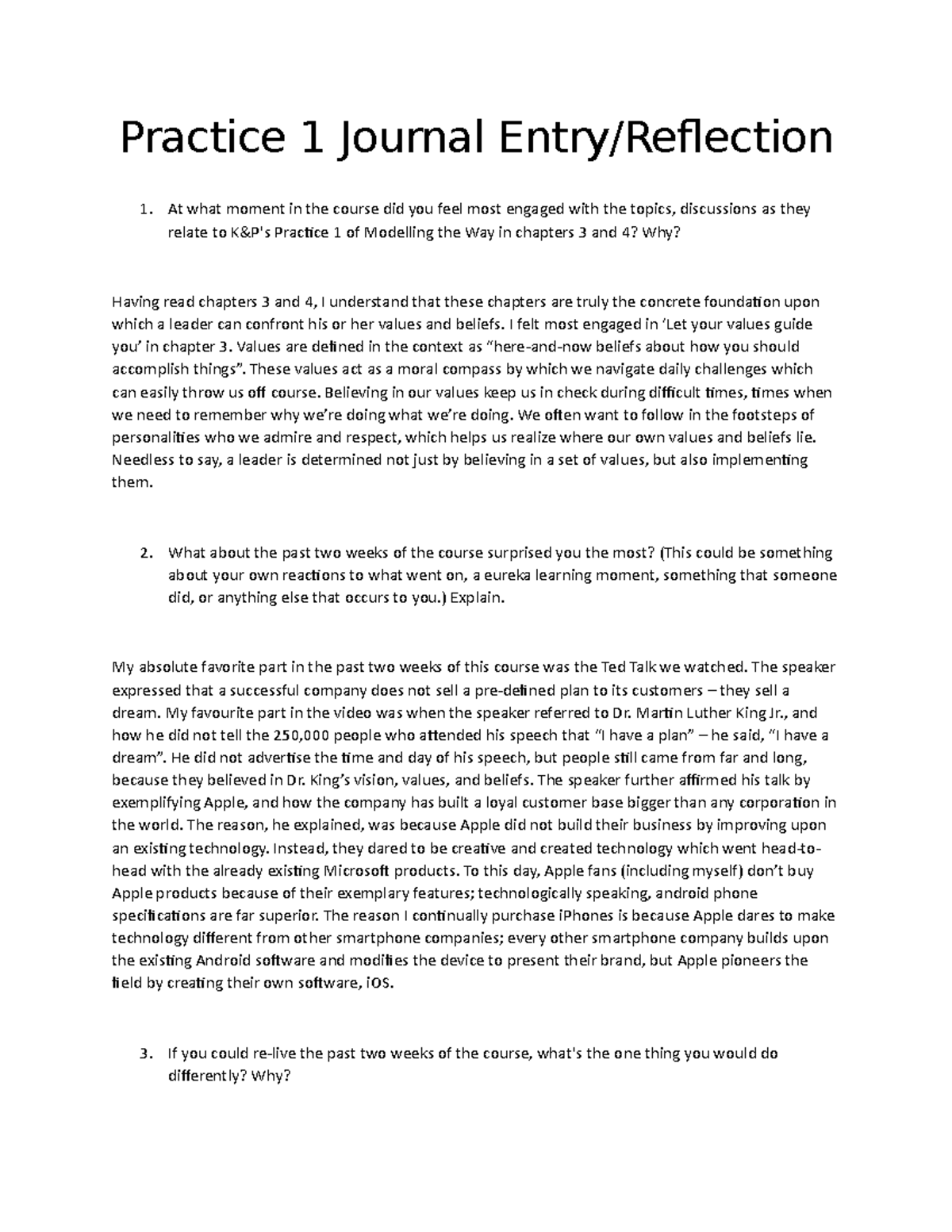 Practice 1 Journal Entry - LEAD3300 - NAIT - Studocu