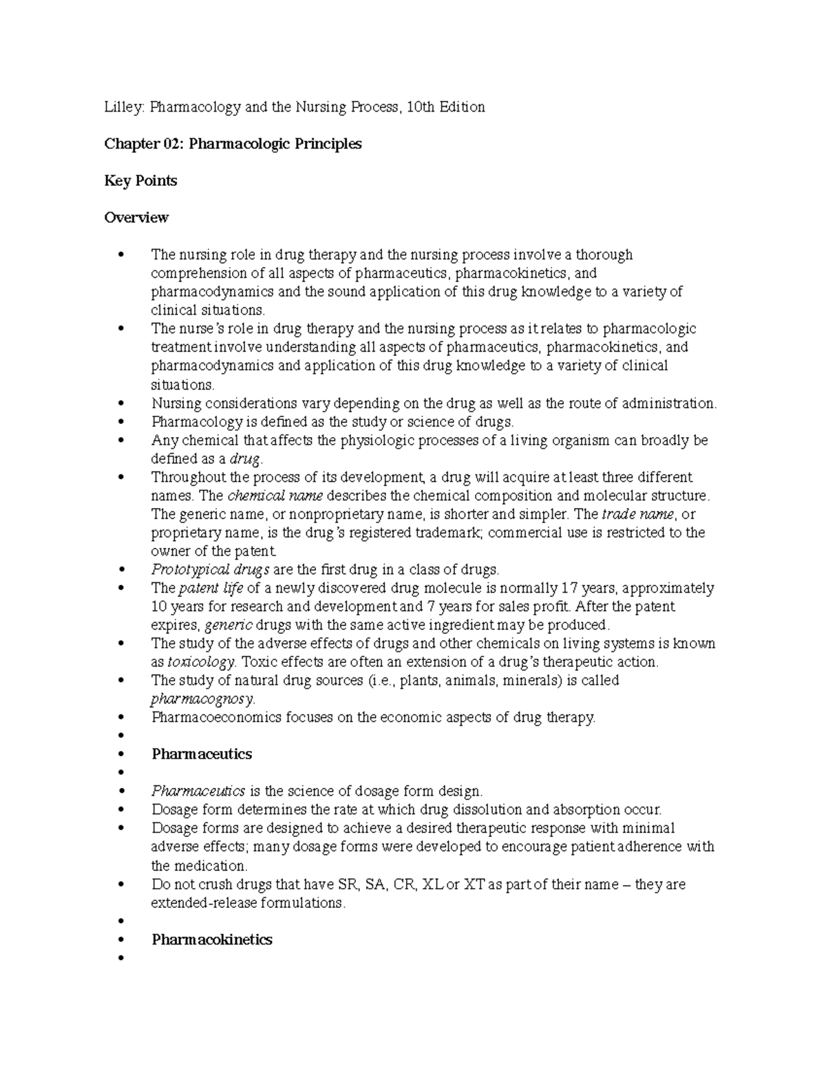 Pharm ch 2. - Reviews - Lilley: Pharmacology and the Nursing Process ...