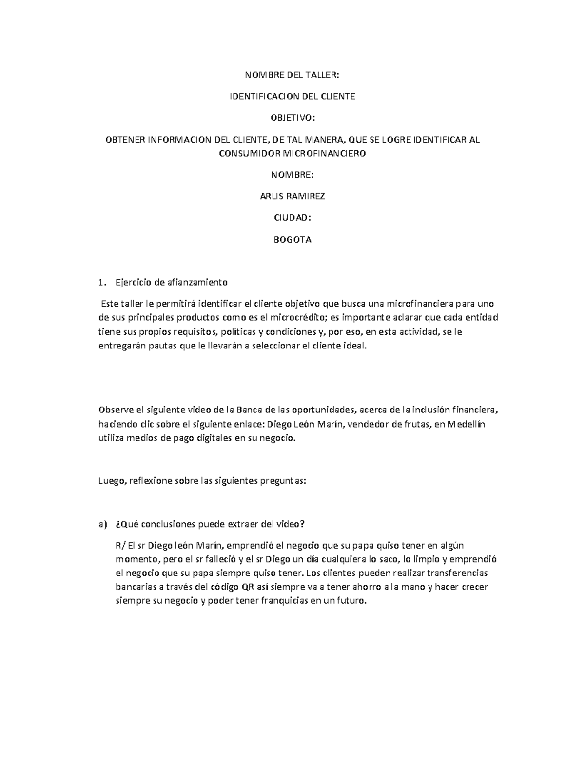 Identificacion del cliente pdf - copia - NOMBRE DEL TALLER ...