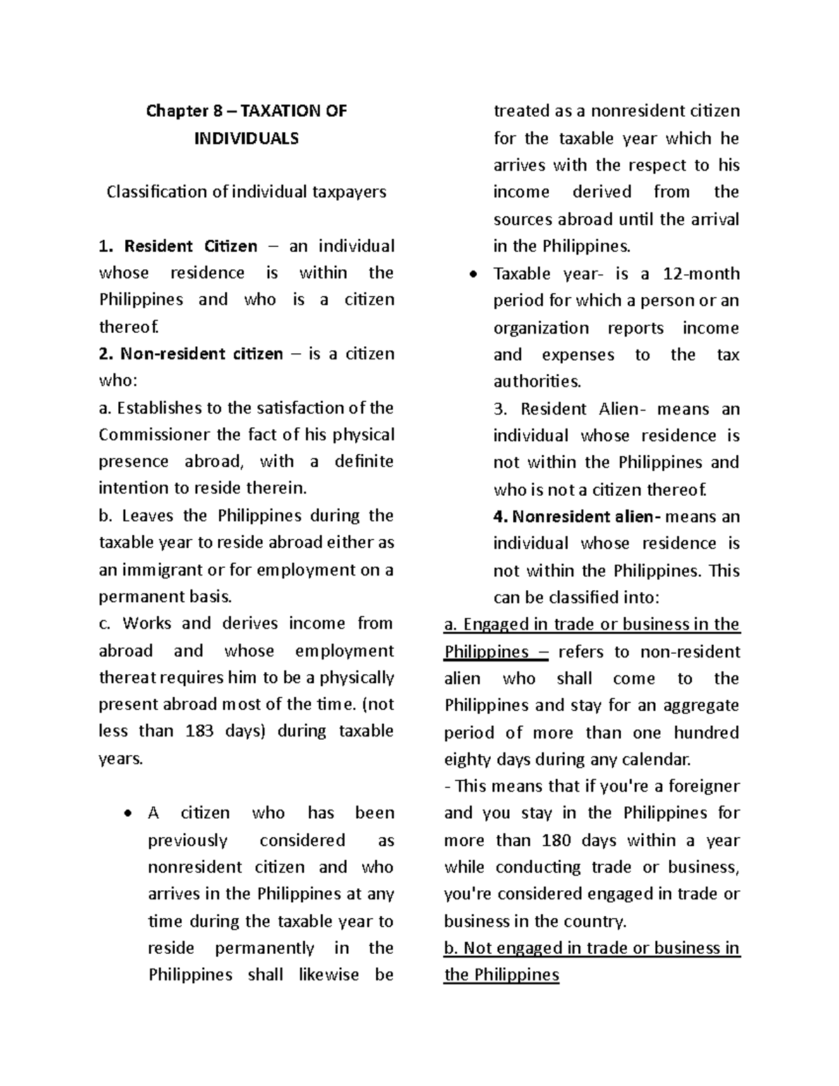 Chapter-8 - taxation of individuals - Chapter 8 – TAXATION OF ...