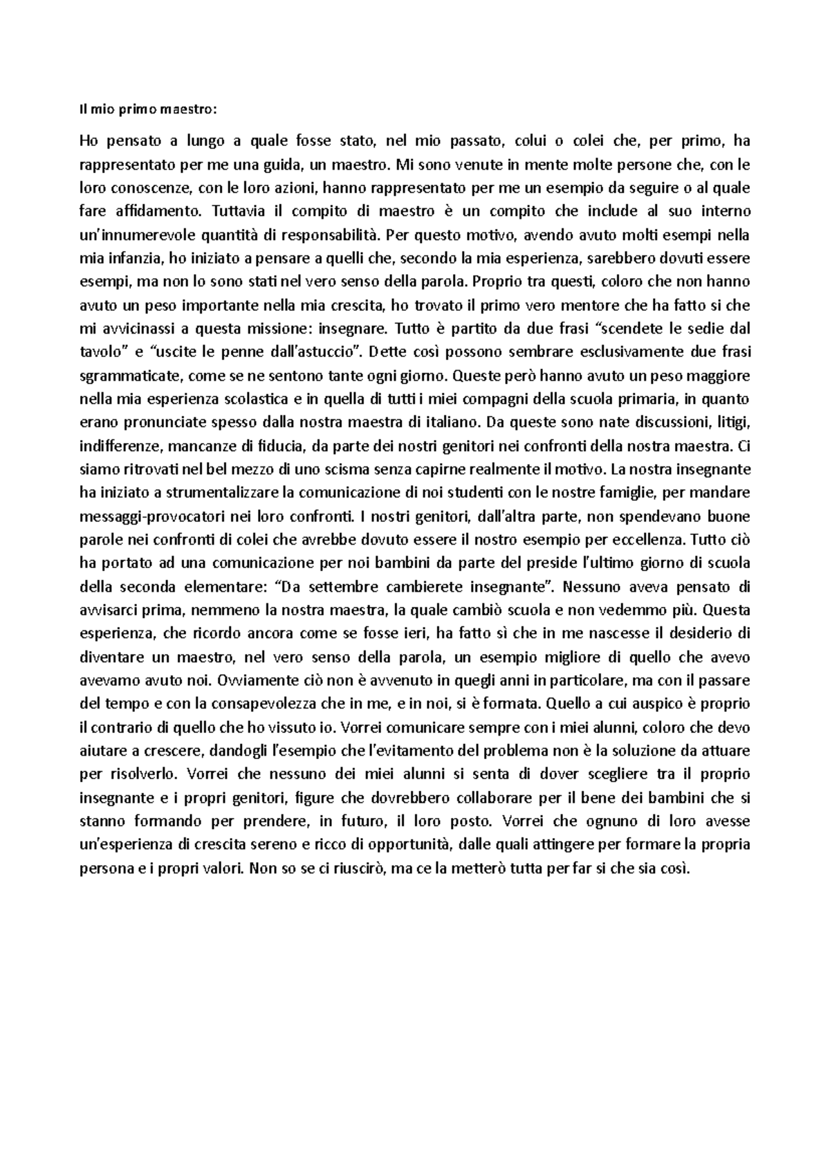 Il Mio Primo Maestro Molto Chiaro E Interessante Il Mio Primo