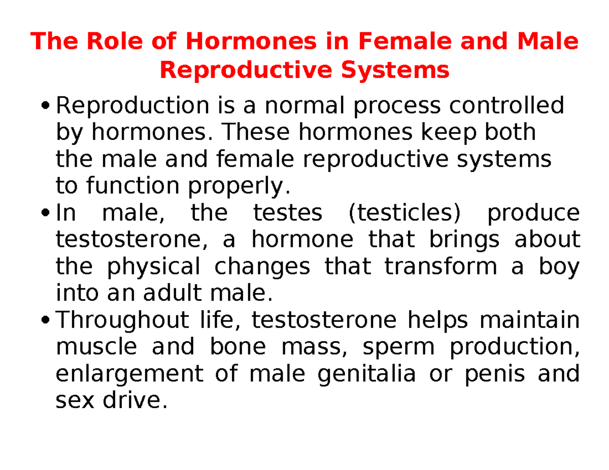 The Role of Hormones in Female and Male Reproductive Systems - The Role ...