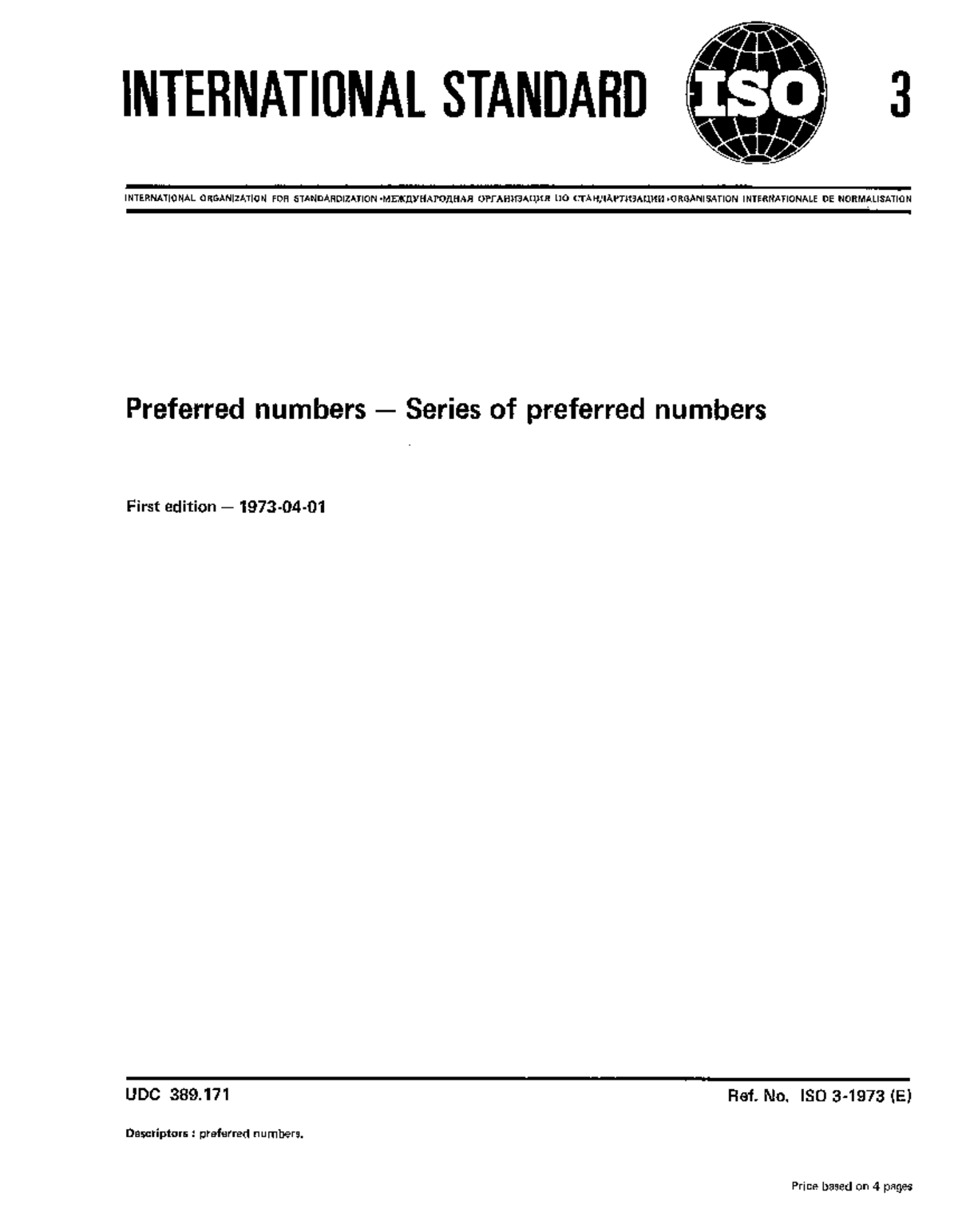 ISO 00003-1973 scan - Odskmwslslwmwlsms - INTERNATIONALSTANDARD INTERNATIONAL ORGANIZATION FOR ...