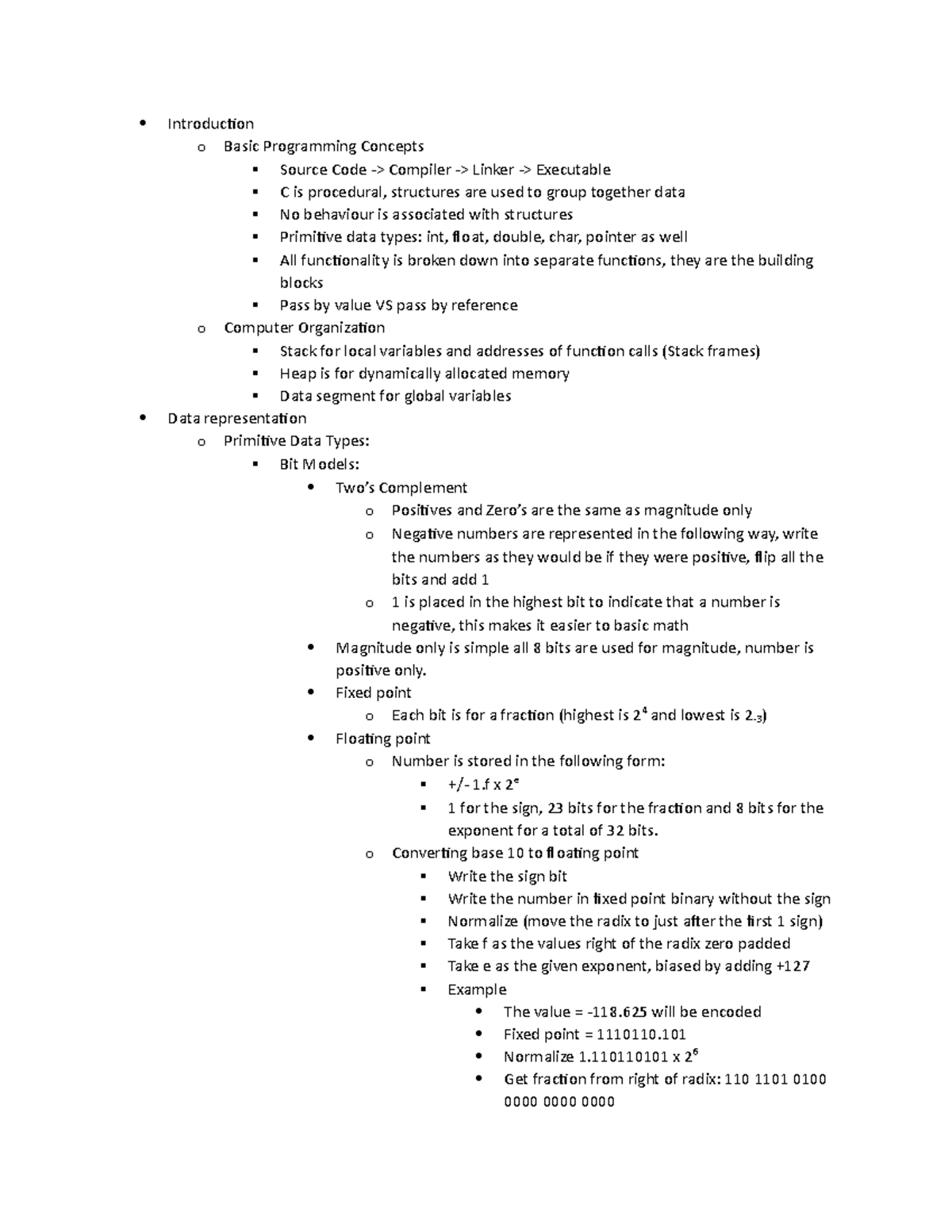 Exam Review - Summary Introduction to Systems Programming ...