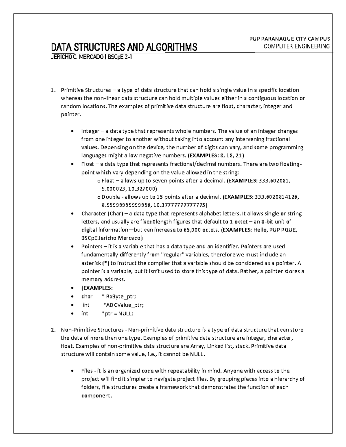 Dsa - ASDSADSA - PUP PARANAQUE CITY CAMPUS DATA STRUCTURES AND ...