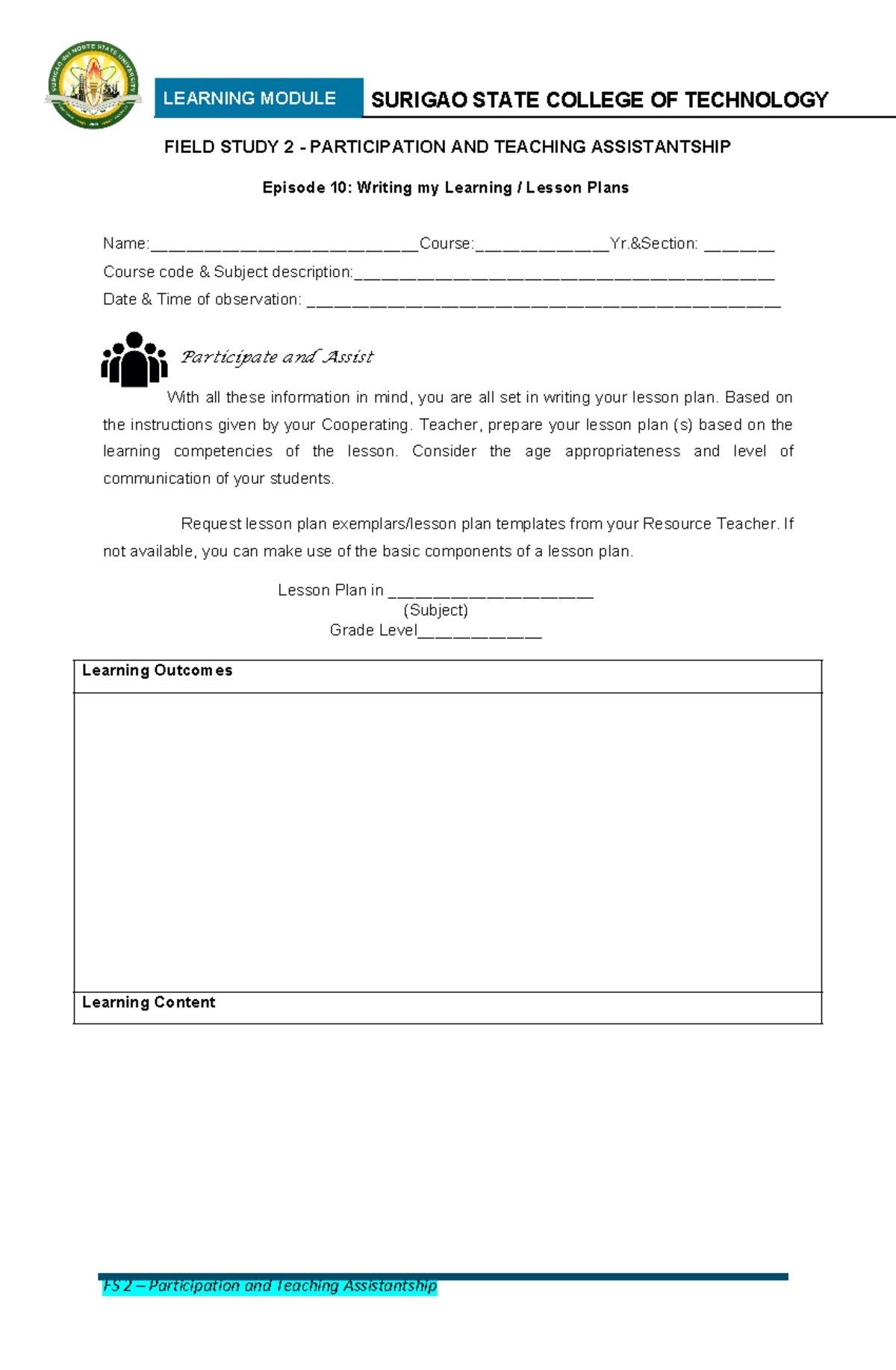 FS 2 Episode 10 13 - Lectures - FIELD STUDY 2 - PARTICIPATION AND ...