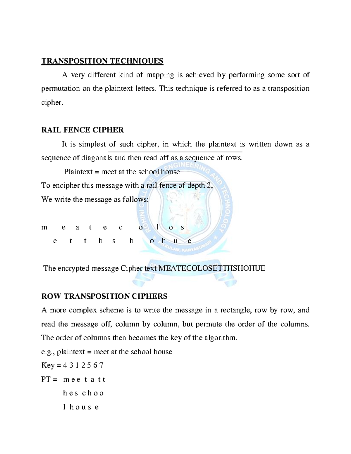 4. Transposition techniques - TRANSPOSITION TECHNIQUES A very different ...