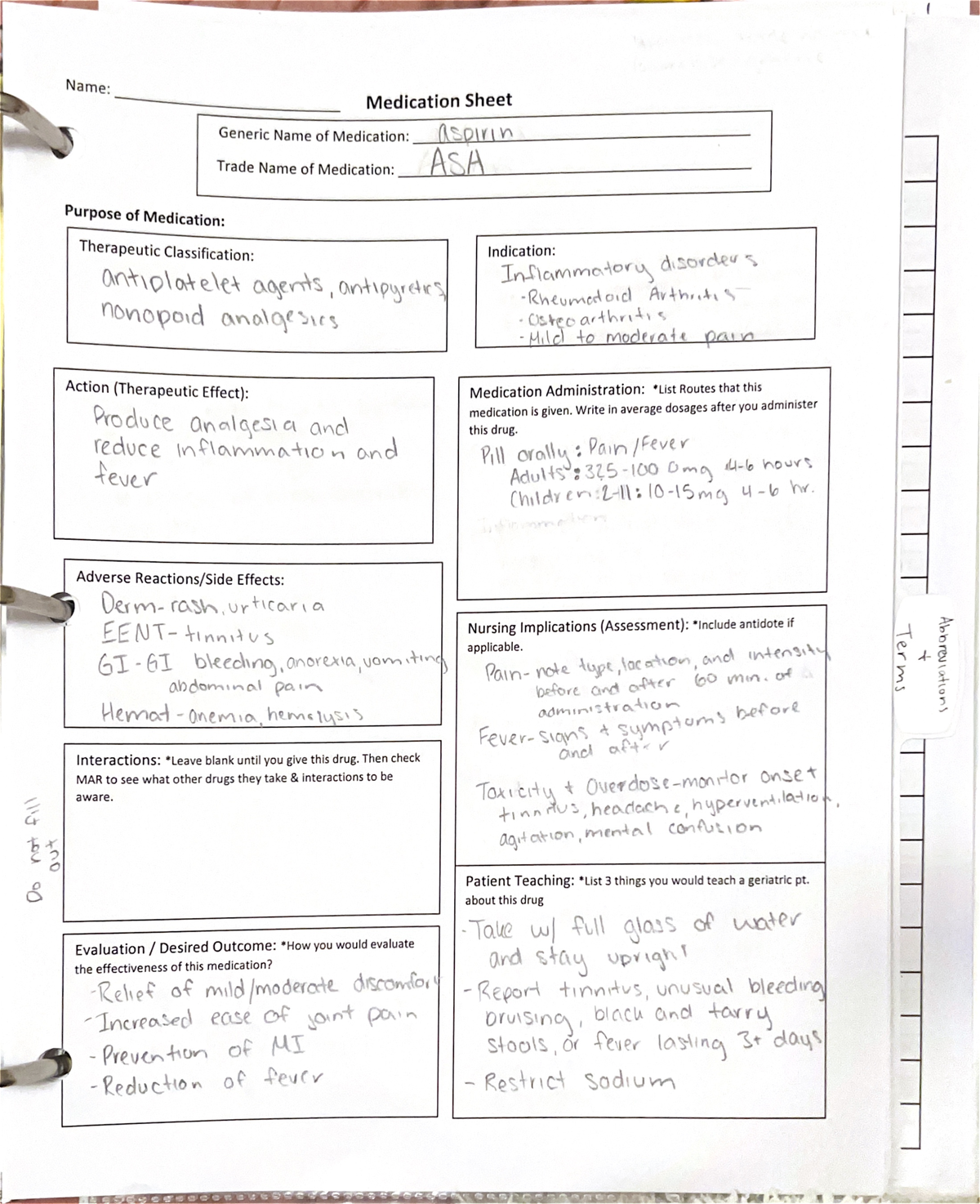Week 3 Meds - Medications with information from the Davis Drug Book ...