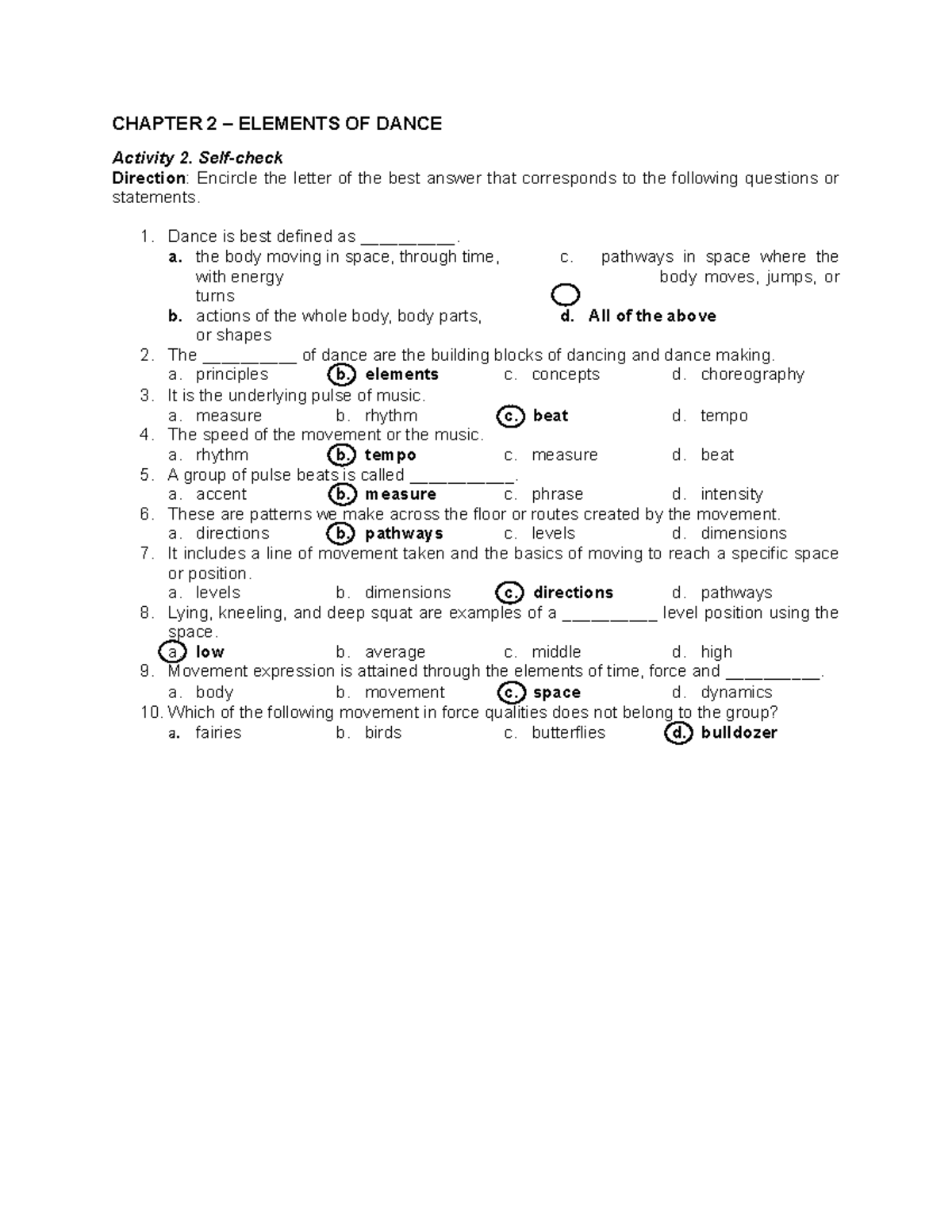 Rythmic Activities - Chapter 2 Activity 2 - CHAPTER 2 – ELEMENTS OF ...
