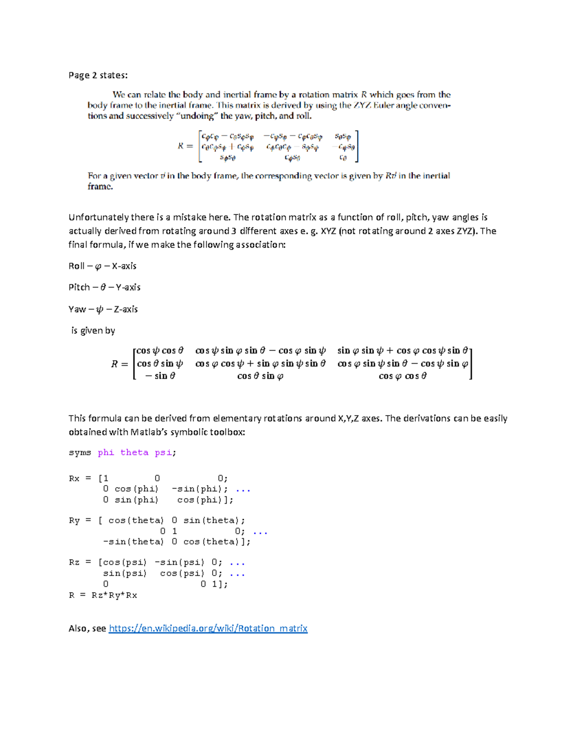 Errata Modelling Simulating And Controlling A Quadcopter Page 2 States Unfortunately