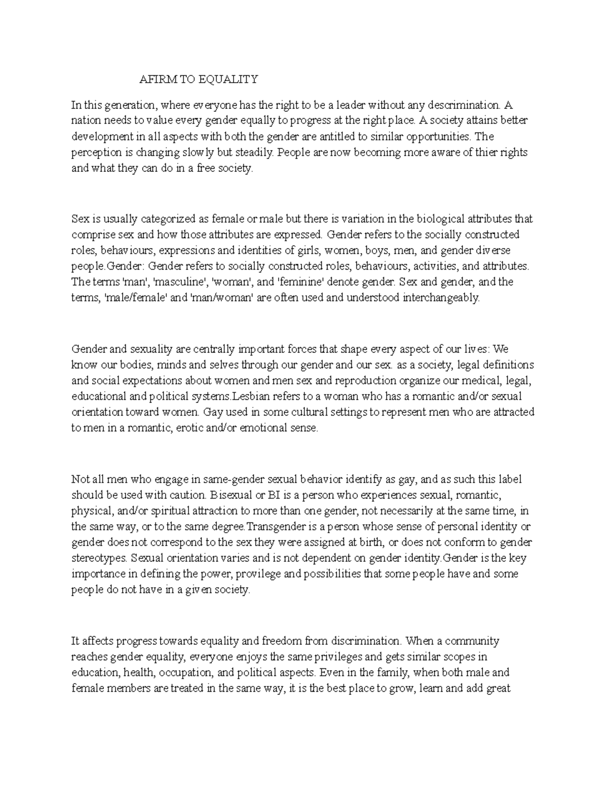 Afirm TO Equality - Ugdamina, Threxy - AFIRM TO EQUALITY In this ...