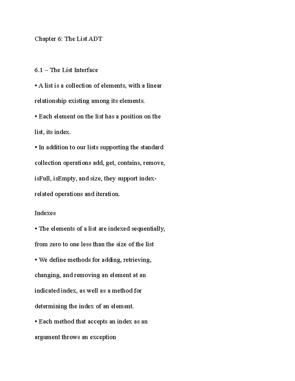 The List ADT - The List ADT - Chapter 6: The List ADT 6 – The List ...