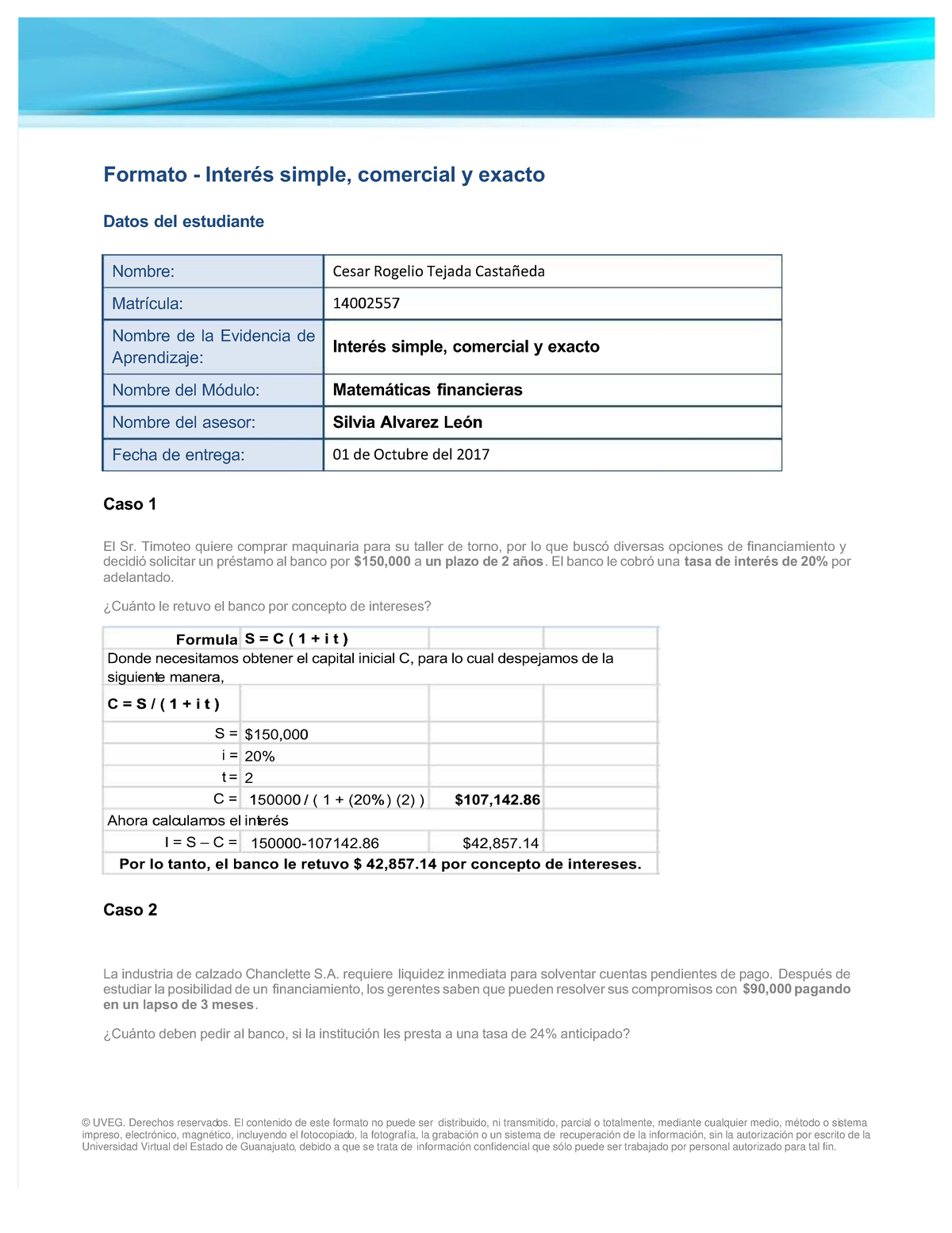 Interes Simple Comercial Y Exacto DOXC - © UVEG. Derechos reservad ...