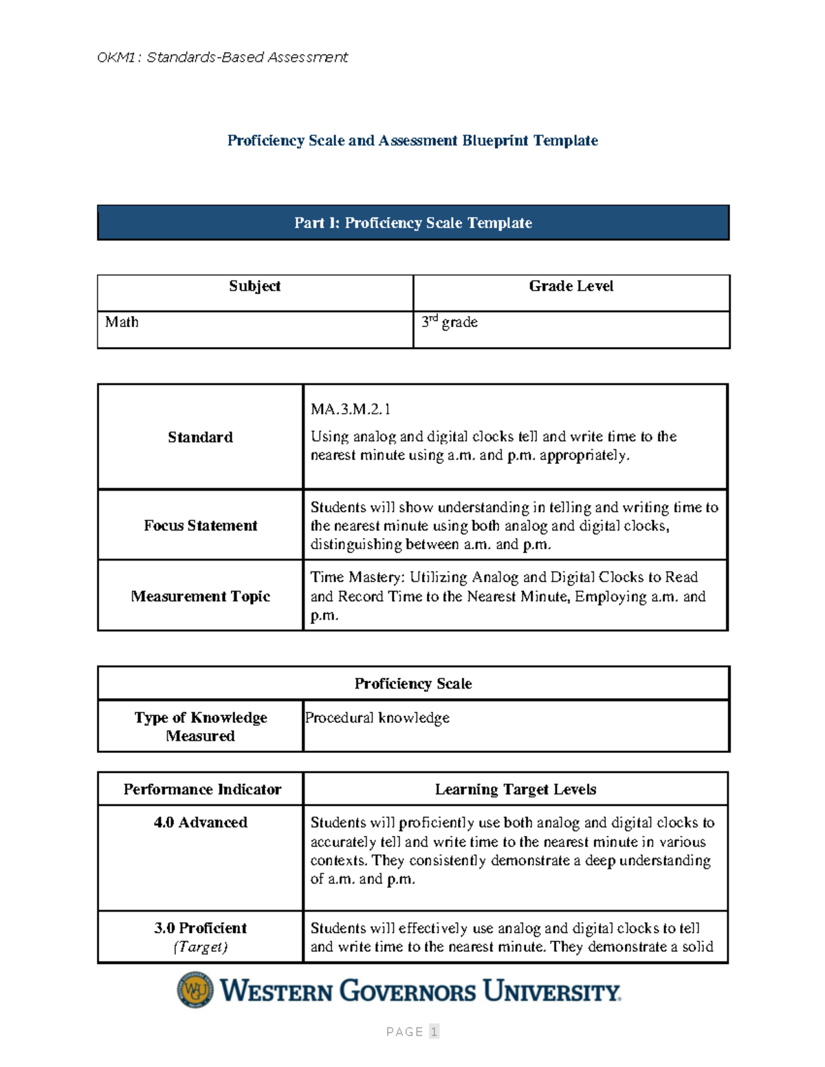 Proficiency Scale and Assessment - OKM1: Standards-Based Assessment ...