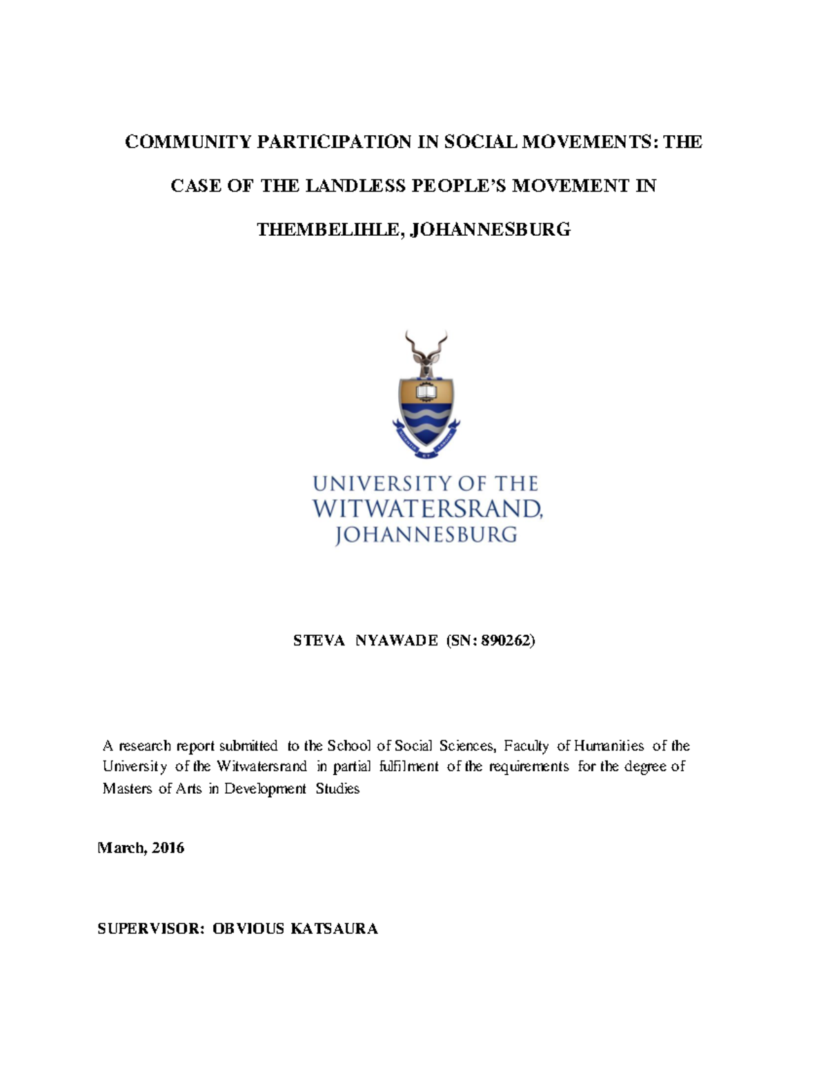 Steva - research report final edits - COMMUNITY PARTICIPATION IN SOCIAL ...