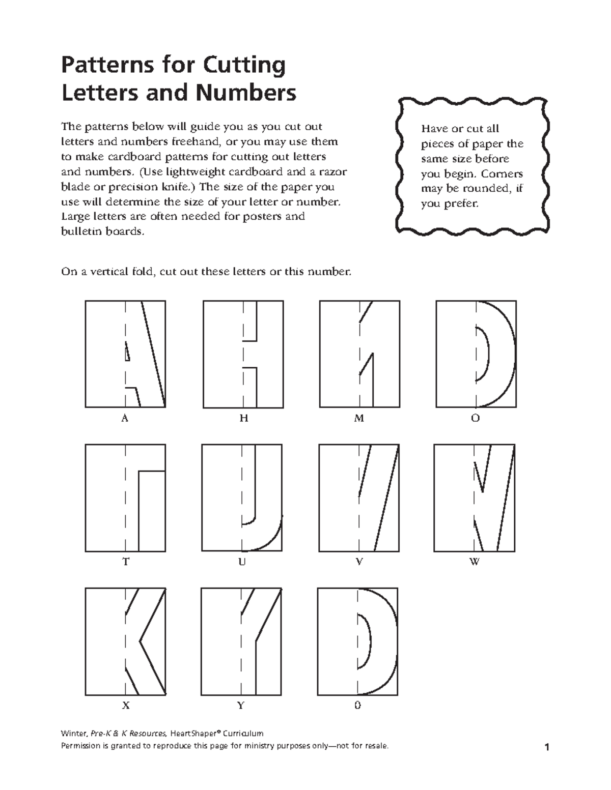 Patterns for Cutting Letters and Numbers - On a vertical fold, cut out ...