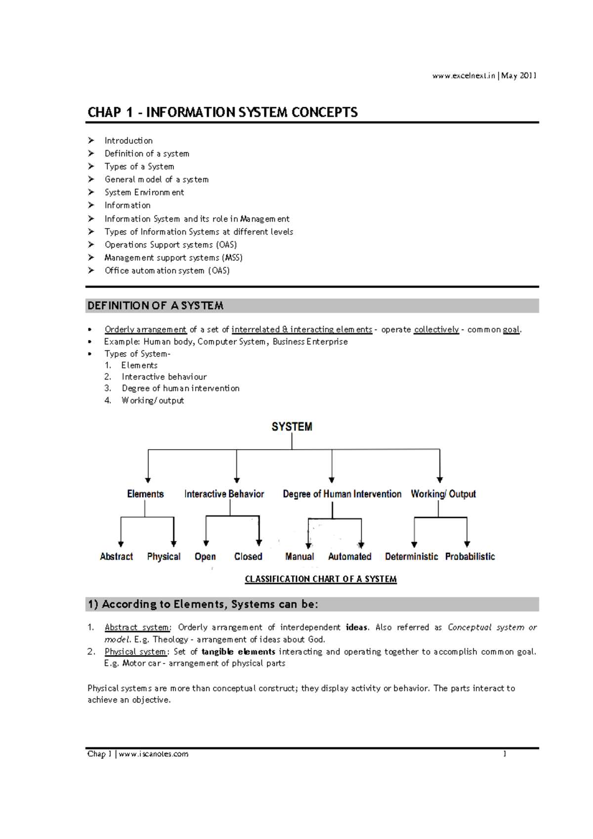 Week 1 AND 2 MIS - notes - CHAP 1 - INFORMATION SYSTEM CONCEPTS ...