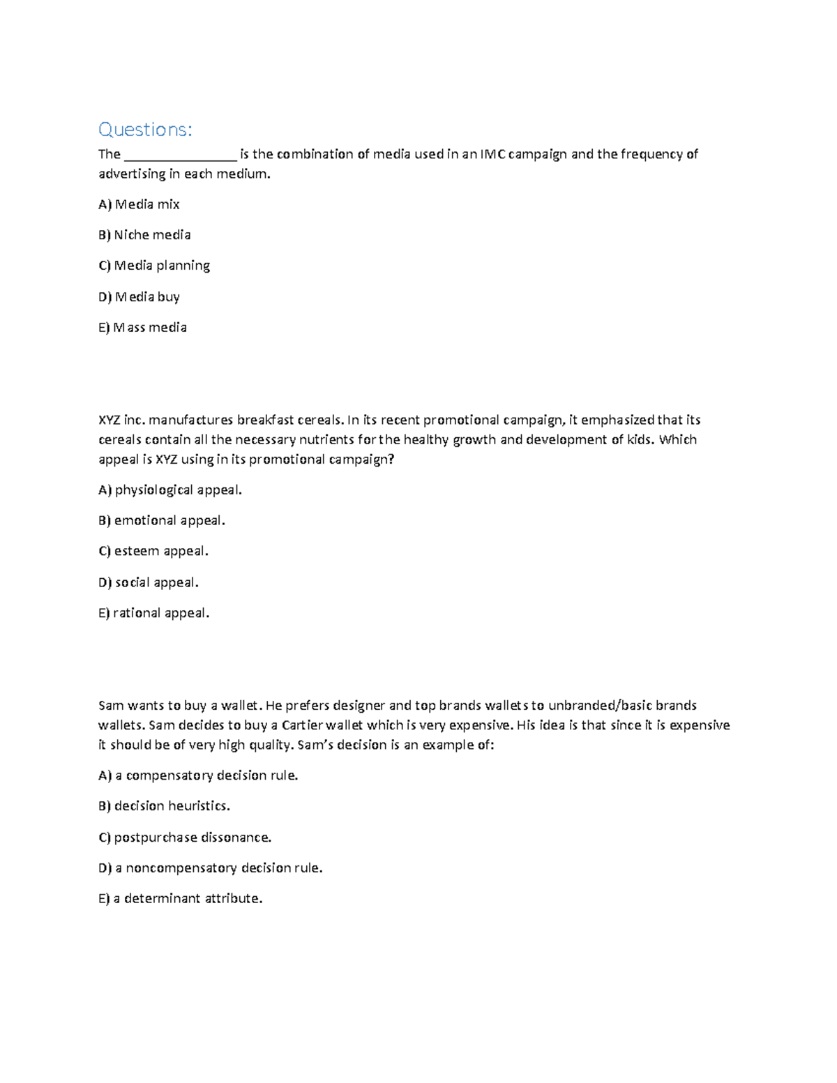 Sample MCQ for Final - Questions: The _______________ is the ...