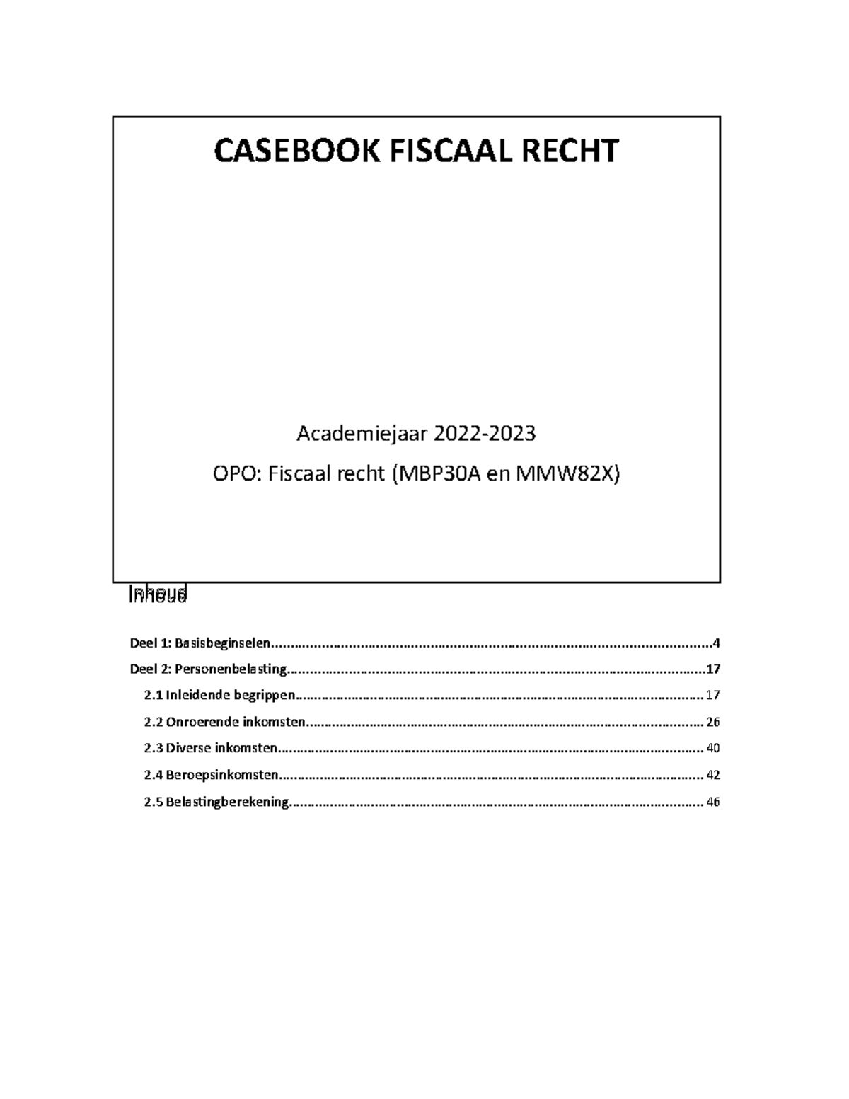 Casebook fiscaal recht 2022-2023 - CASEBOOK FISCAAL RECHT Academiejaar ...