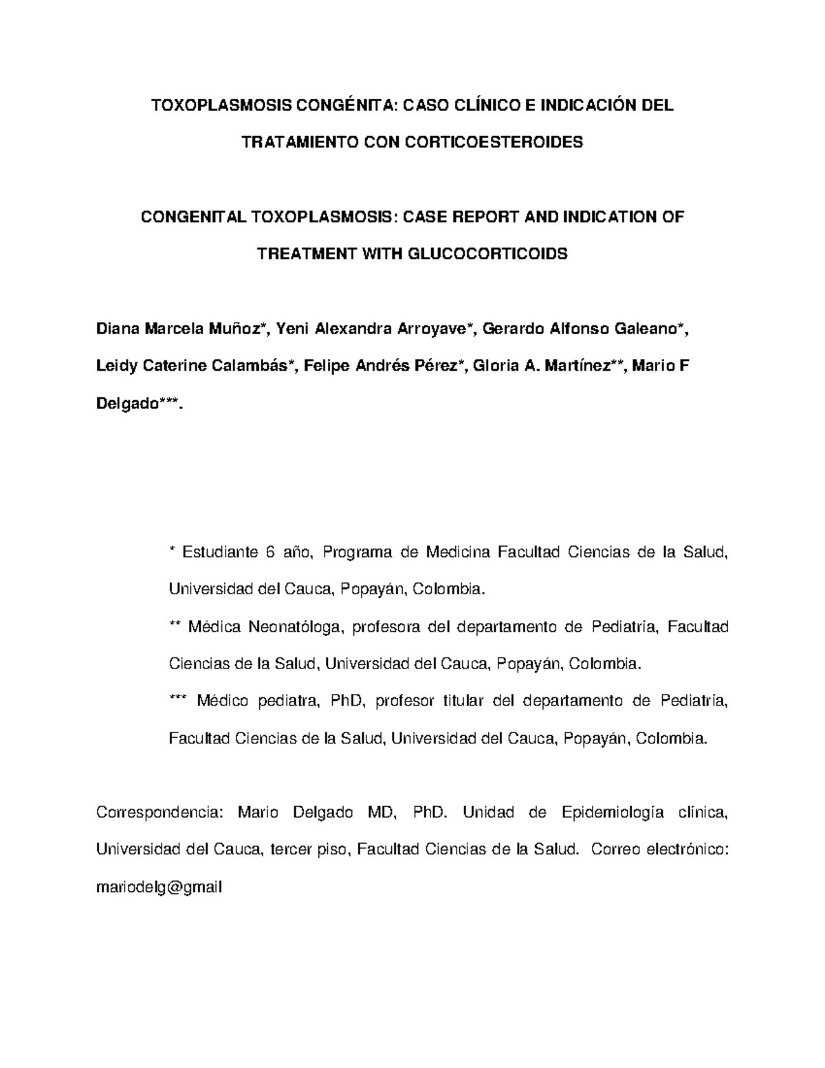Toxopla - TOXOPLASMOSIS CONGÉNITA: CASO CLÍNICO E INDICACIÓN DEL ...